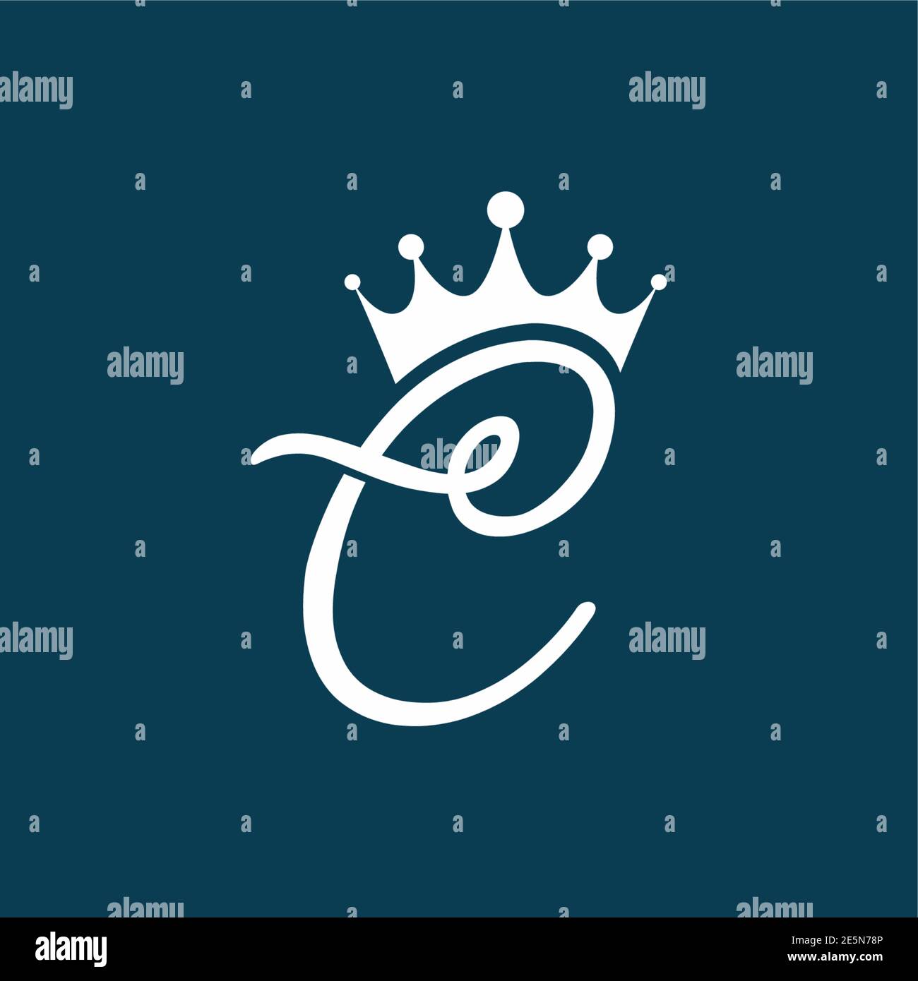 Script style of C letter with crown logo template for business branding ...