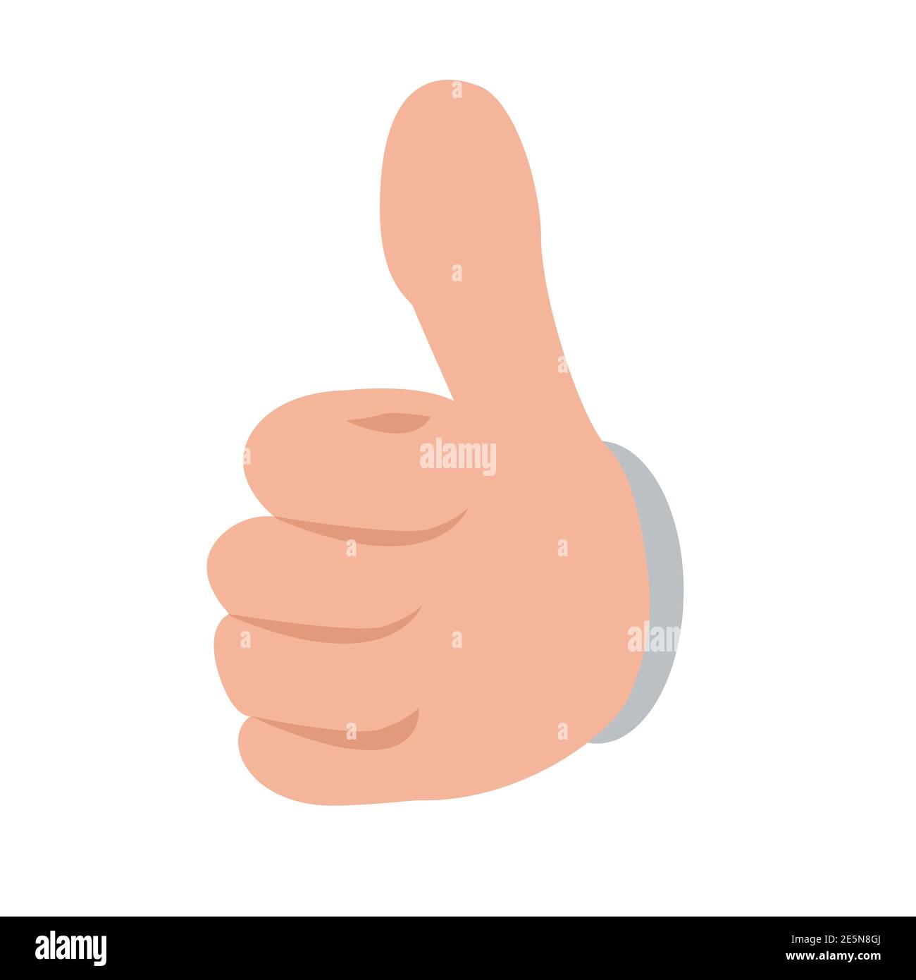 Hand showing thumbs up button from front view. Flat and solid color ...