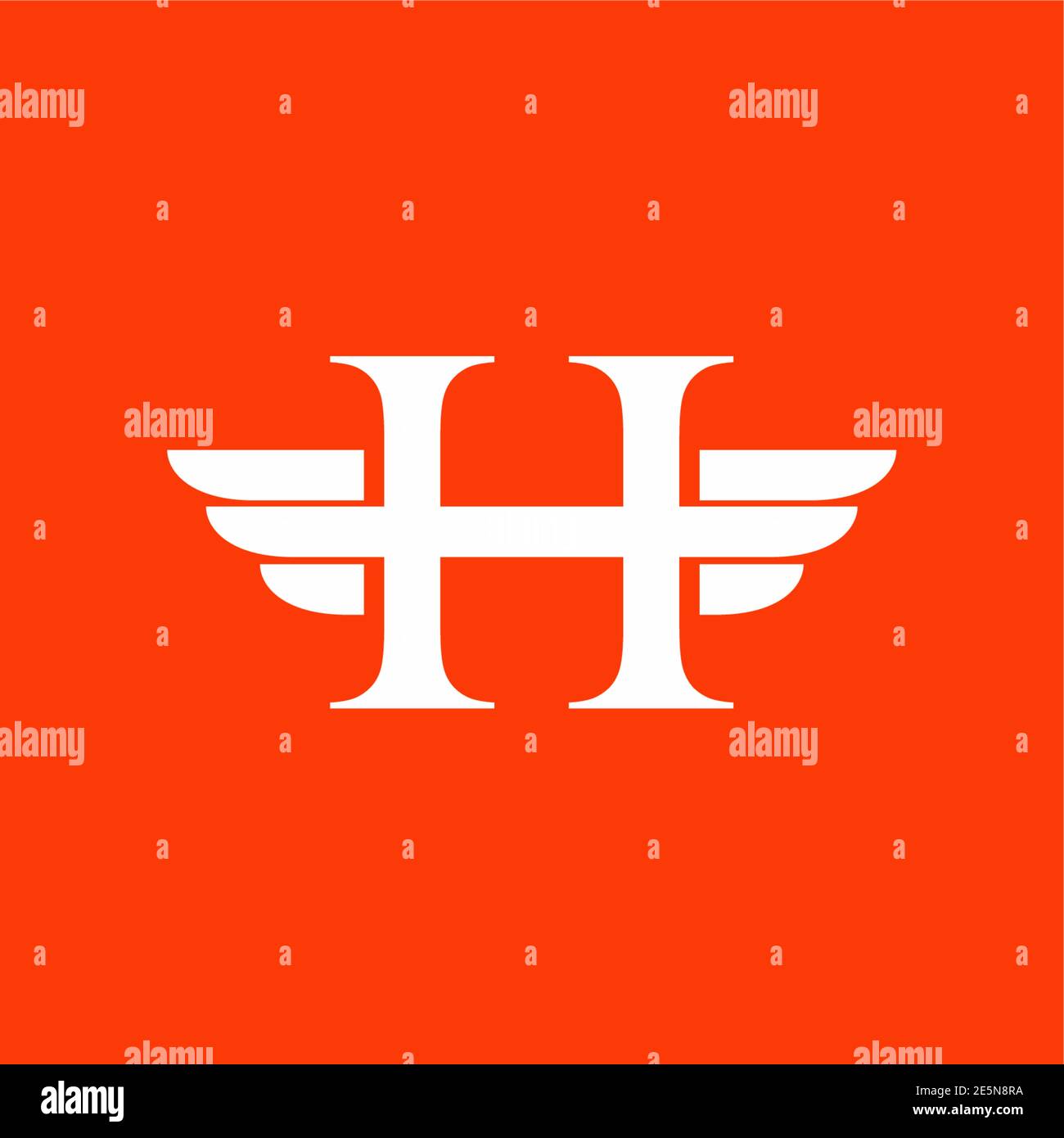 White H letter with wings on orange background logo template for ...