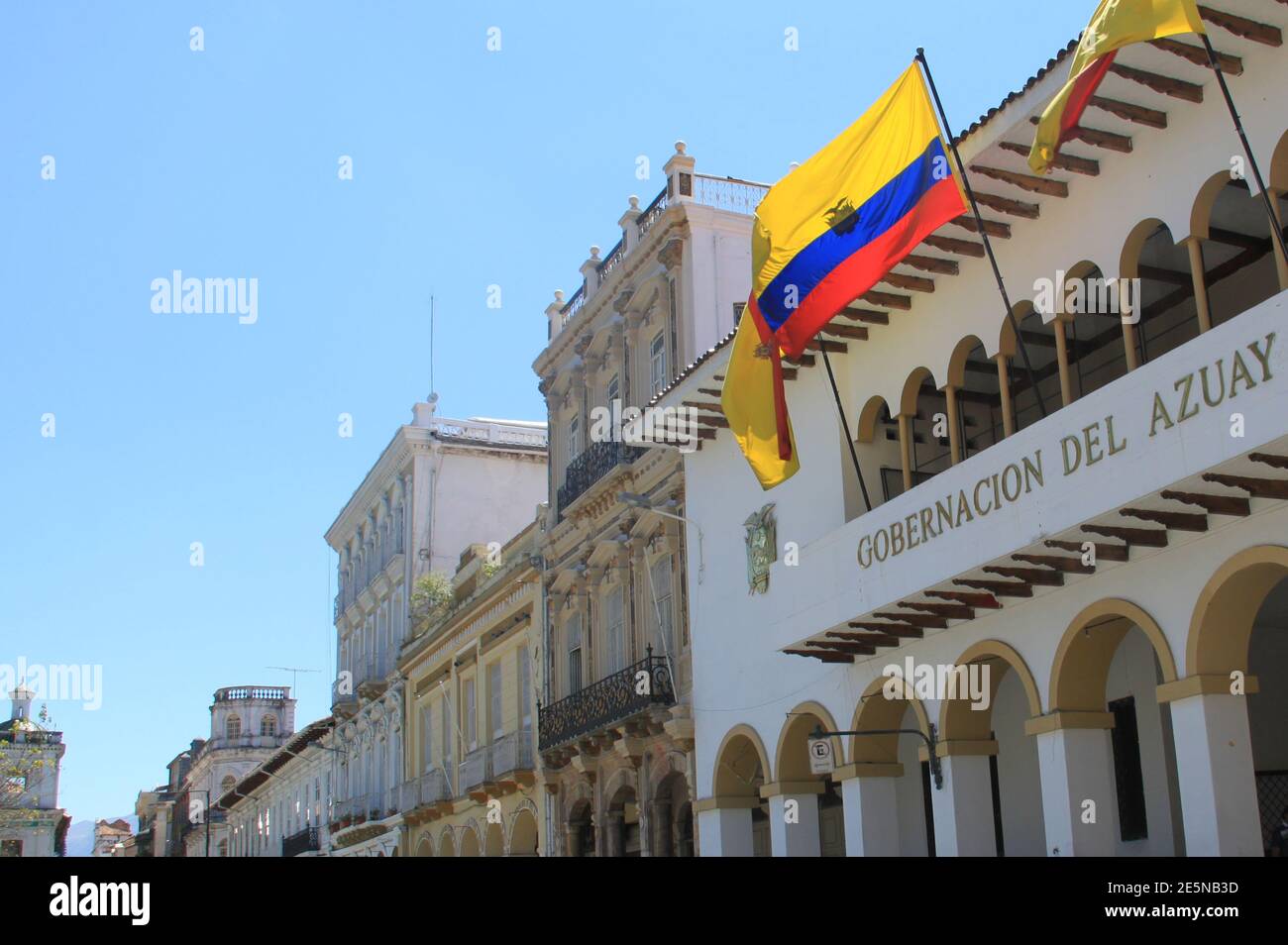 Ancient colonial buildings in the city of Cuenca, Ecuador Stock Photo ...