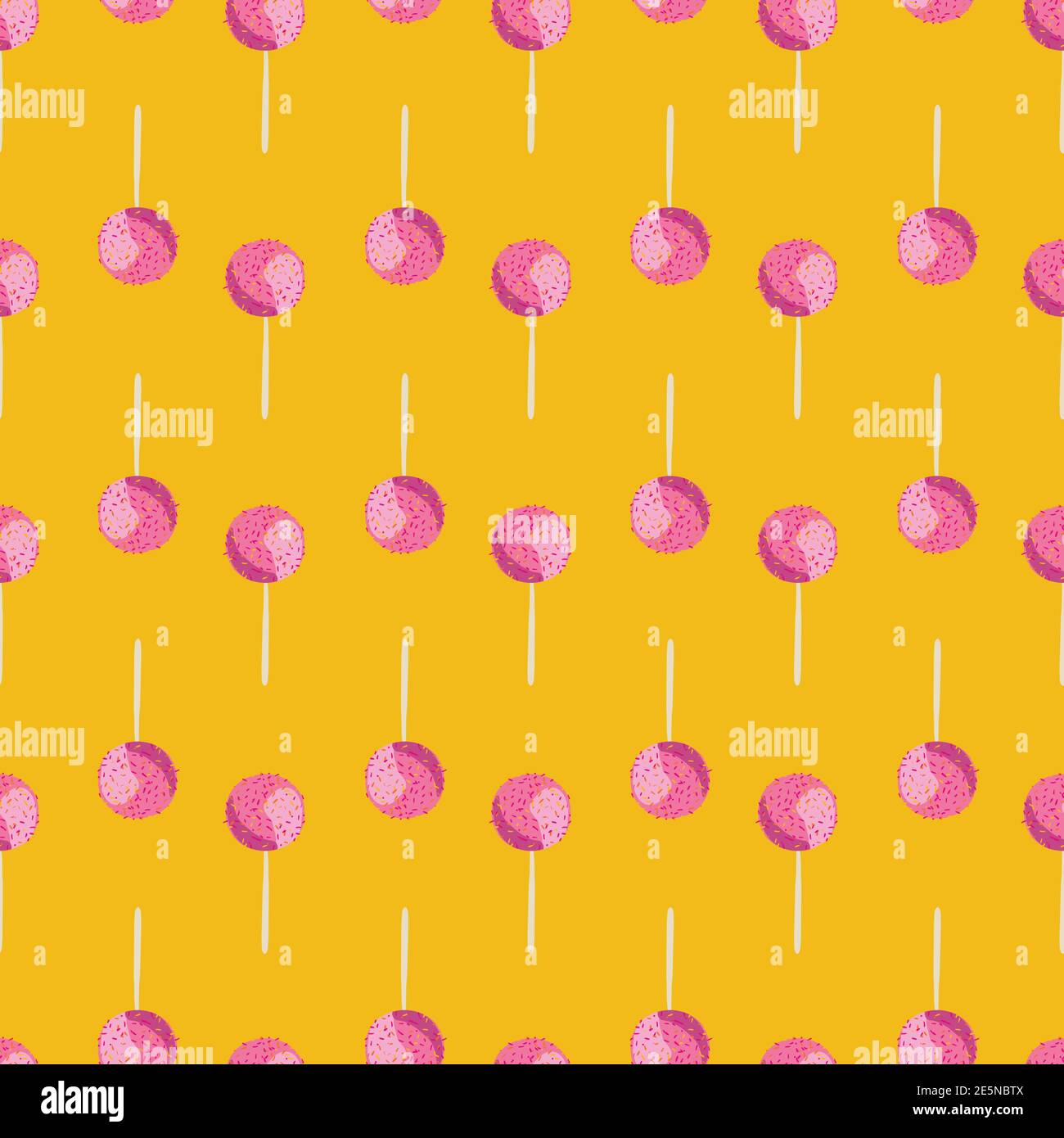 pink cake pops seamless vector pattern on yellow Stock Vector Image ...