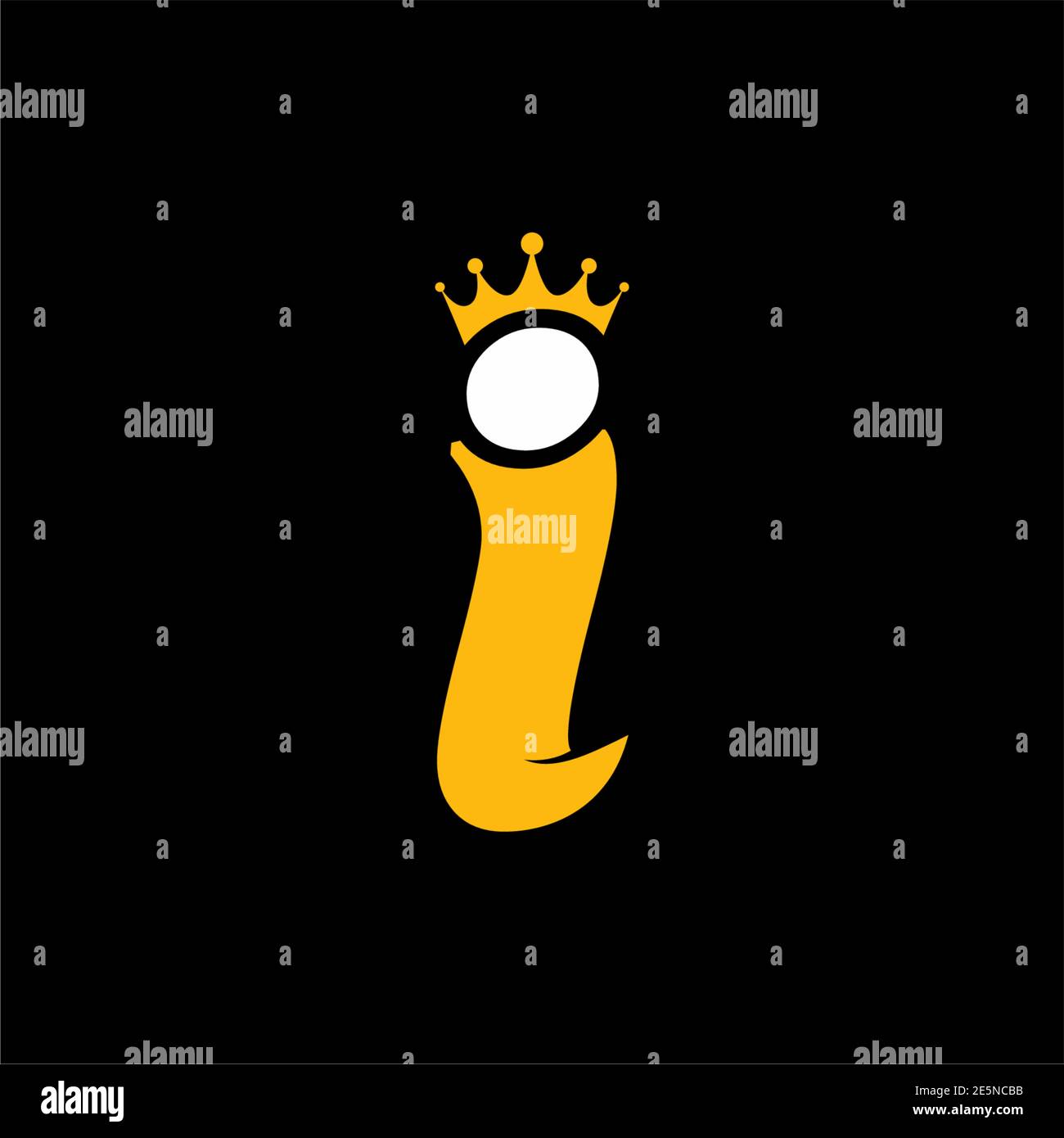 Yellow i letter with gold crown vector logo template for business ...