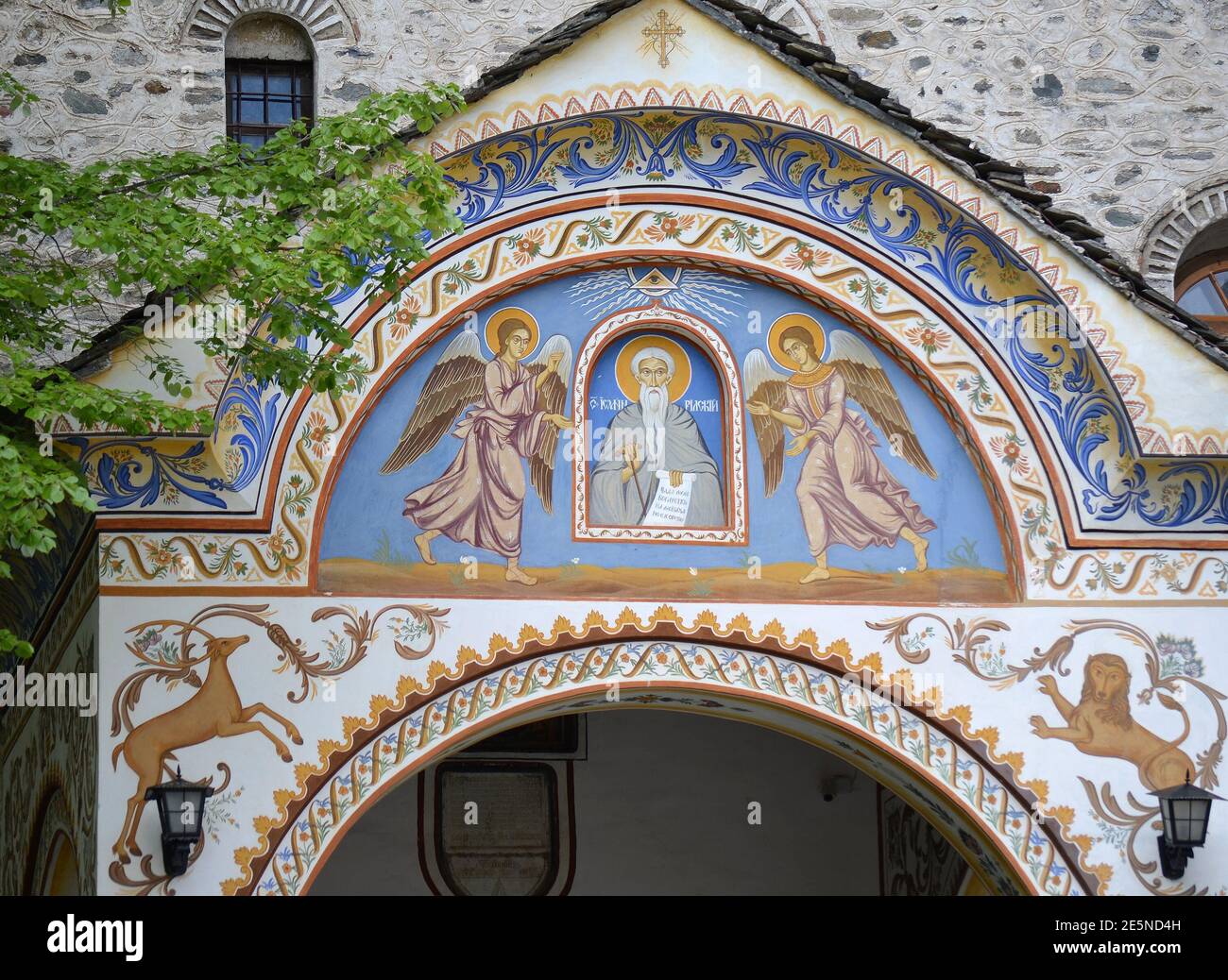 Entrance with painted icons at Rila Monastery, Bulgaria Stock Photo - Alamy