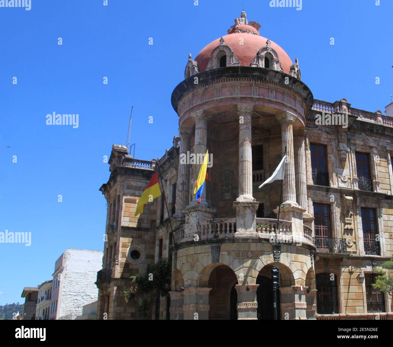 Ancient colonial buildings in the city of Cuenca, Ecuador Stock Photo ...