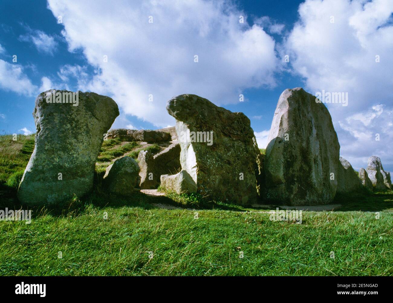 View looking NW at E end of West Kennet Neolithic chambered tomb ...