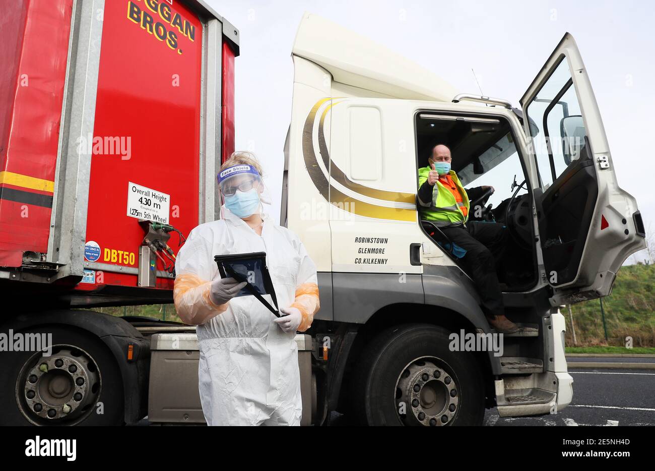 Lorry driver David McCormick with Healthcare worker Beata Ziolkowska as ...