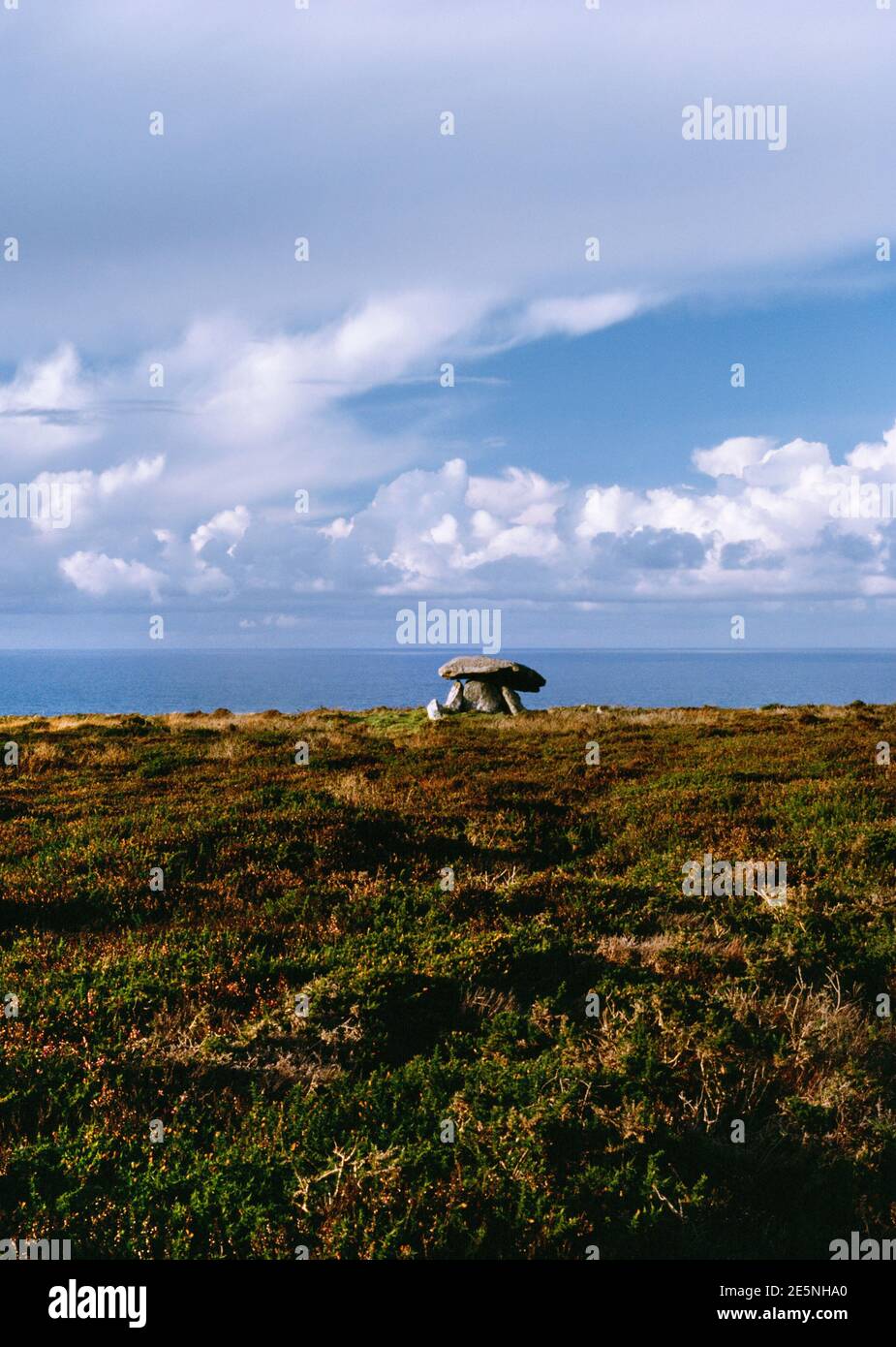 View NW of Chun Quoit Neolithic chambered tomb, Cornwall, England, UK ...