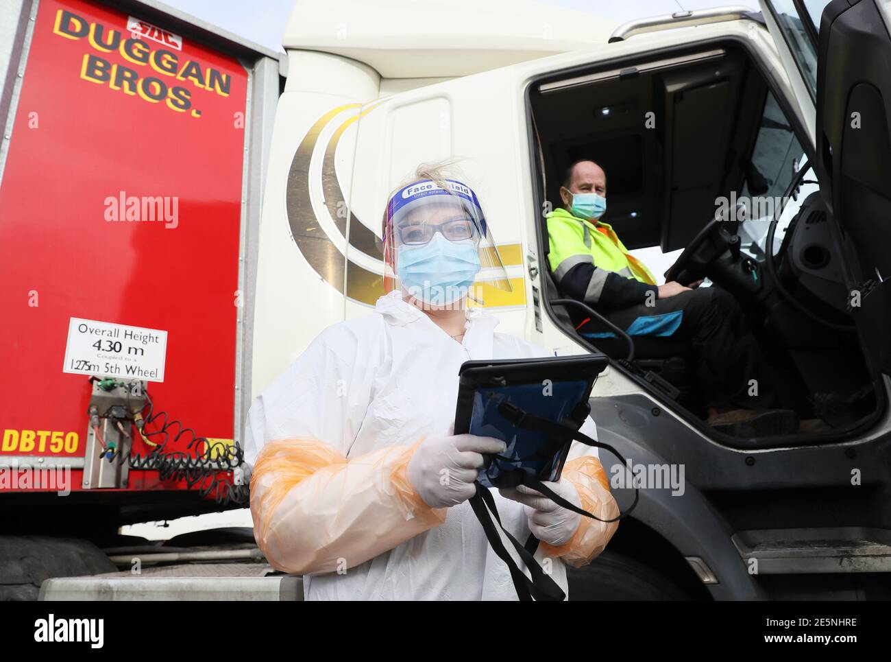 Lorry driver David McCormick with Healthcare worker Beata Ziolkowska as ...