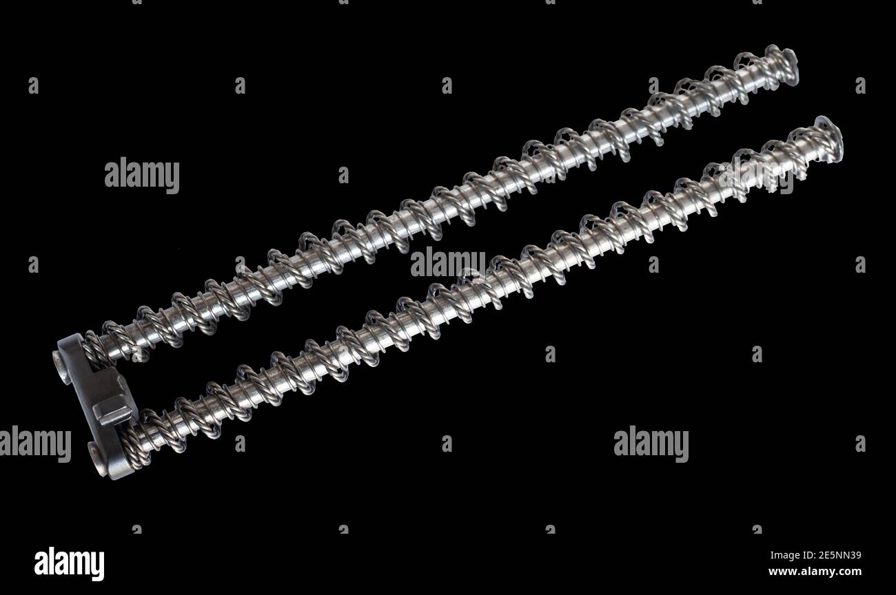 Double recoil springs used in a large semi-automatic handgun that are ...