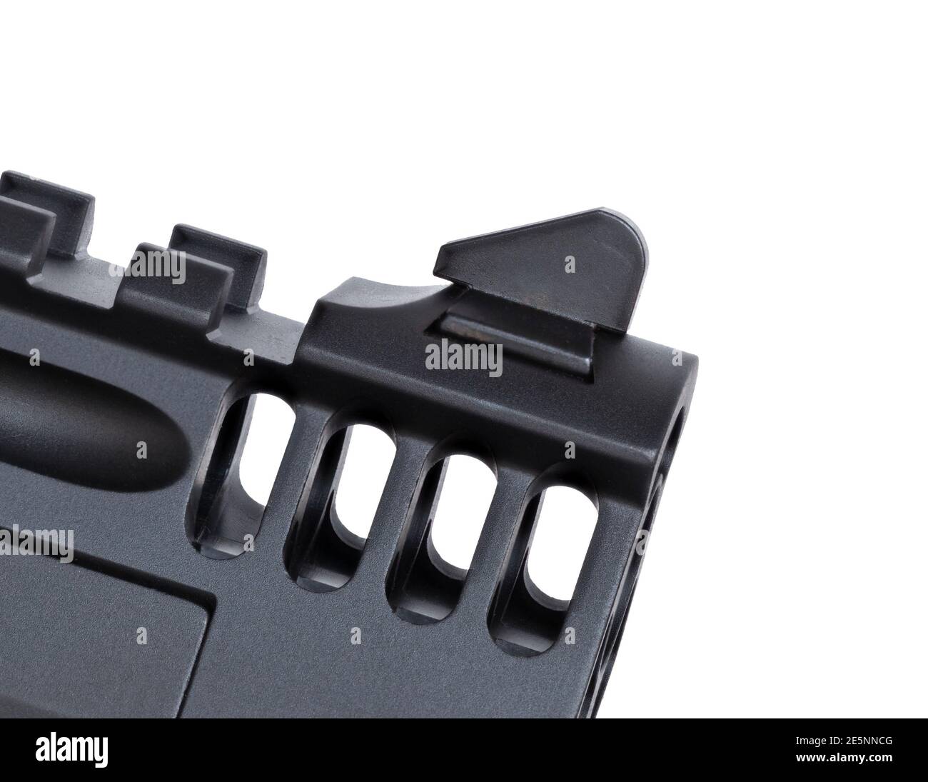 Large front sight and barrel ports on a high-powered semi-automatic ...