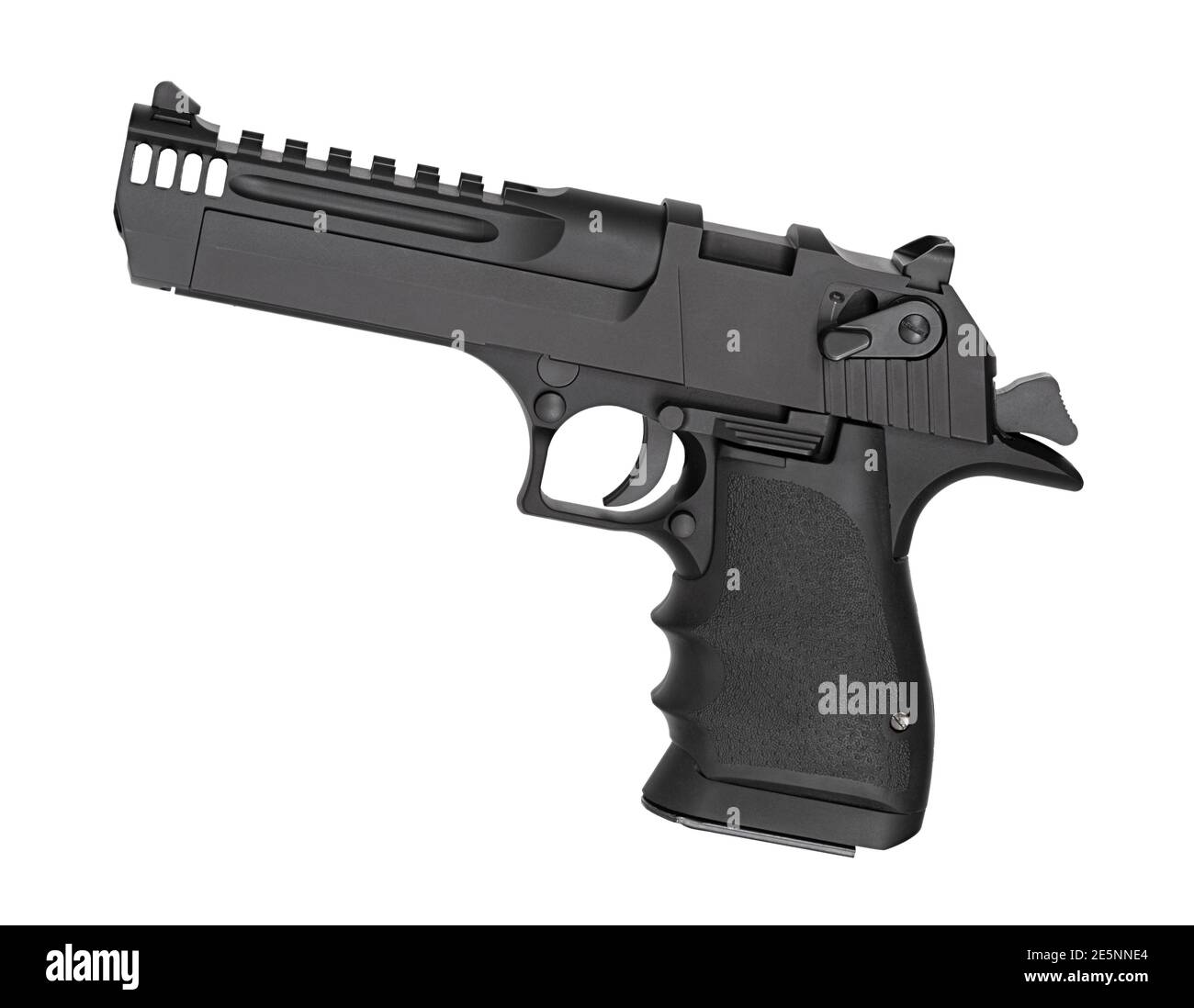 Sami-automatic pistol that is chambered in a magnum cartridge isolated ...