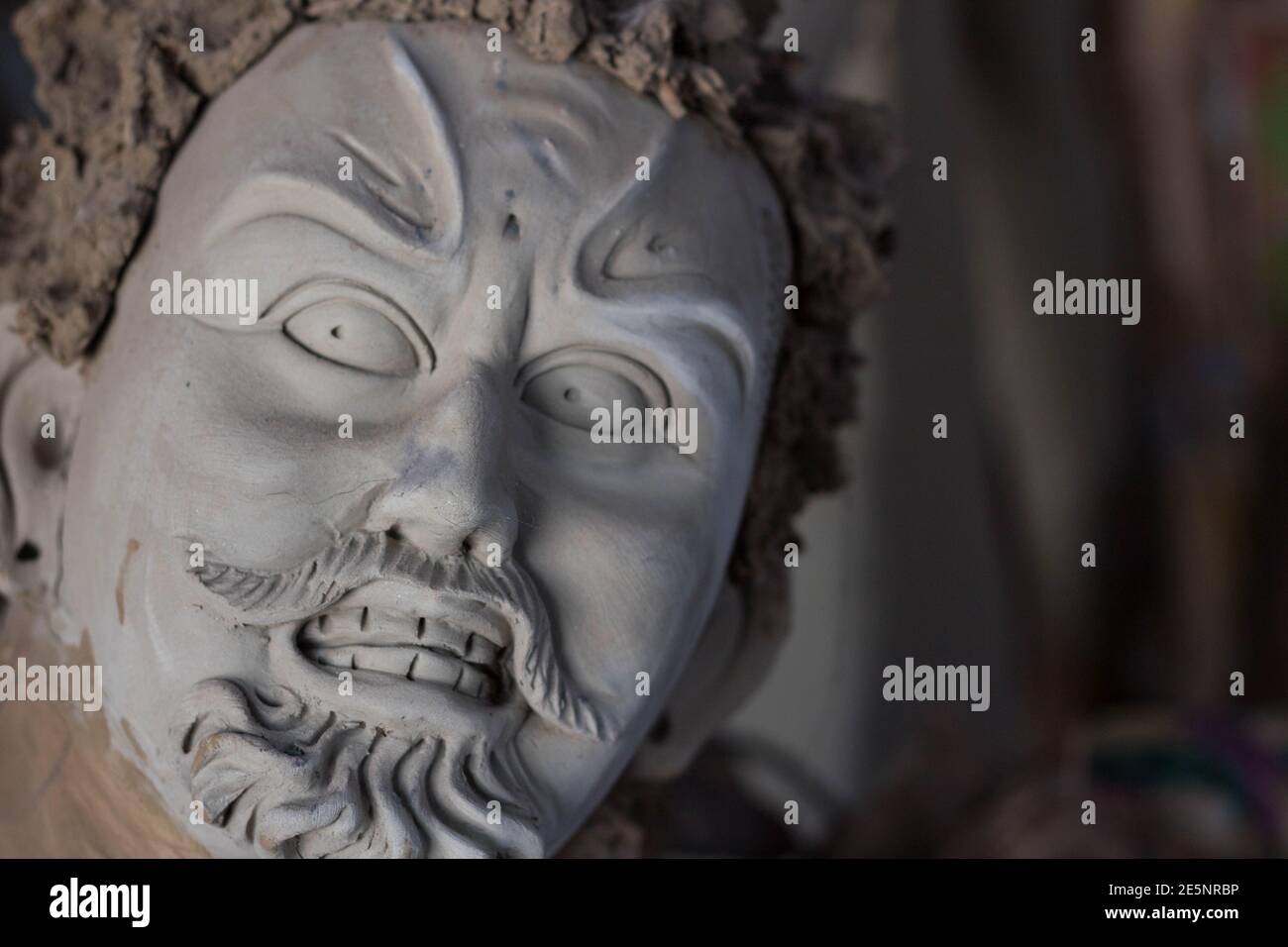 Making of goddess Durga idol. These idols are made for Durga puja, the ...