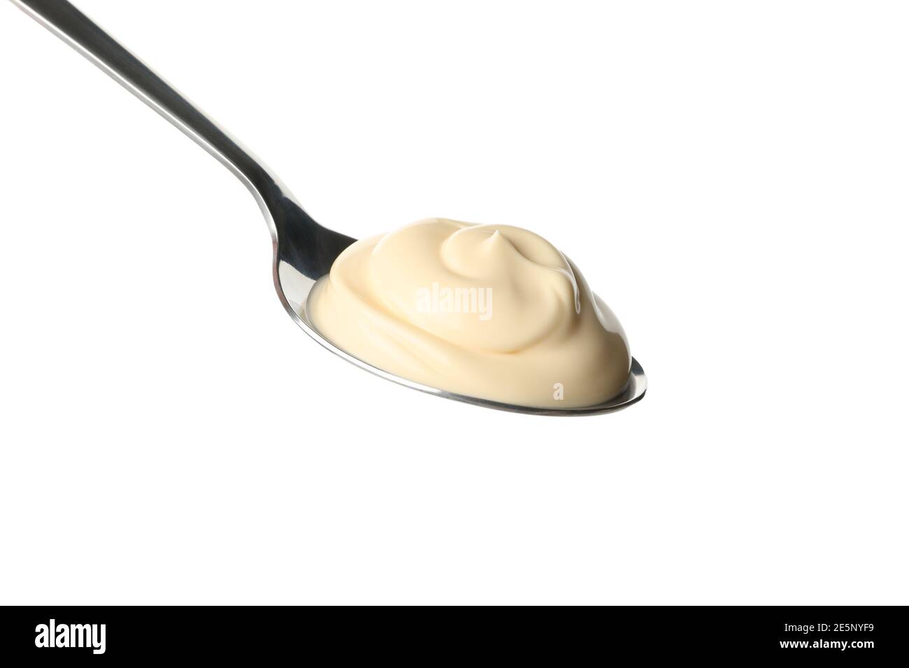 Spoon with mayonnaise sauce isolated on white background Stock Photo ...