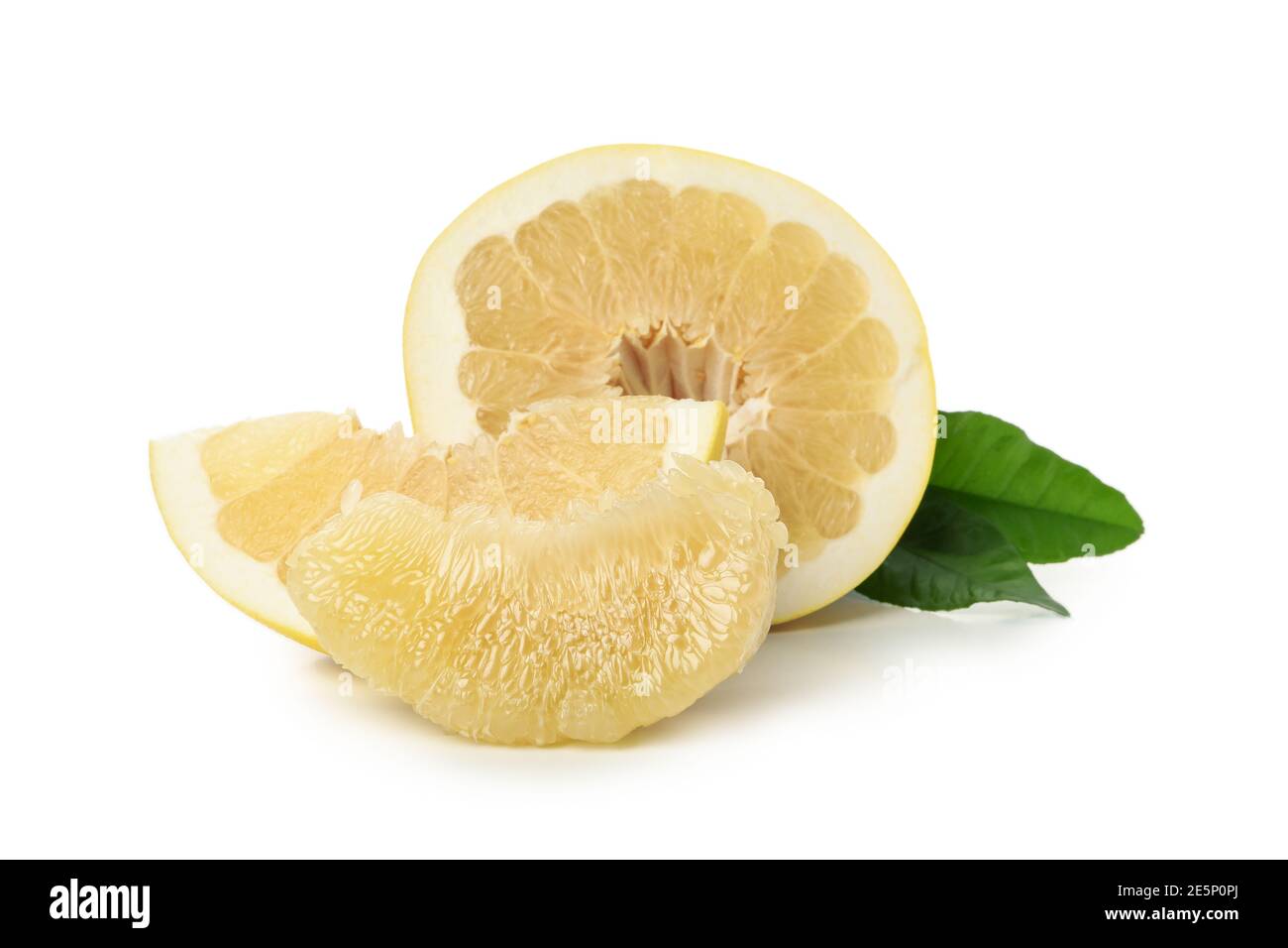 Ripe pomelo fruit and slices isolated on white background Stock Photo ...