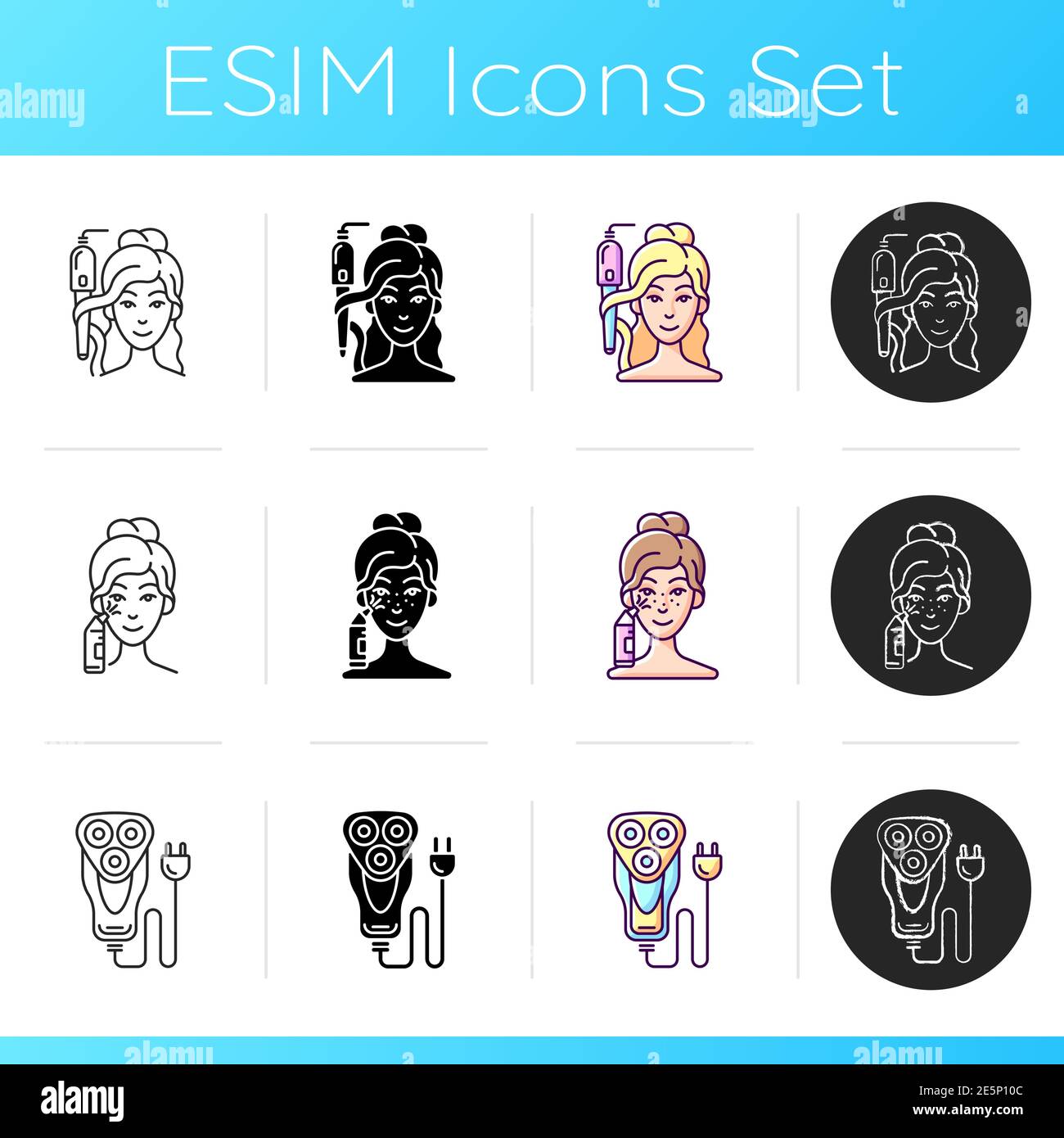 Beauty gadgets icons set Stock Vector Image & Art - Alamy