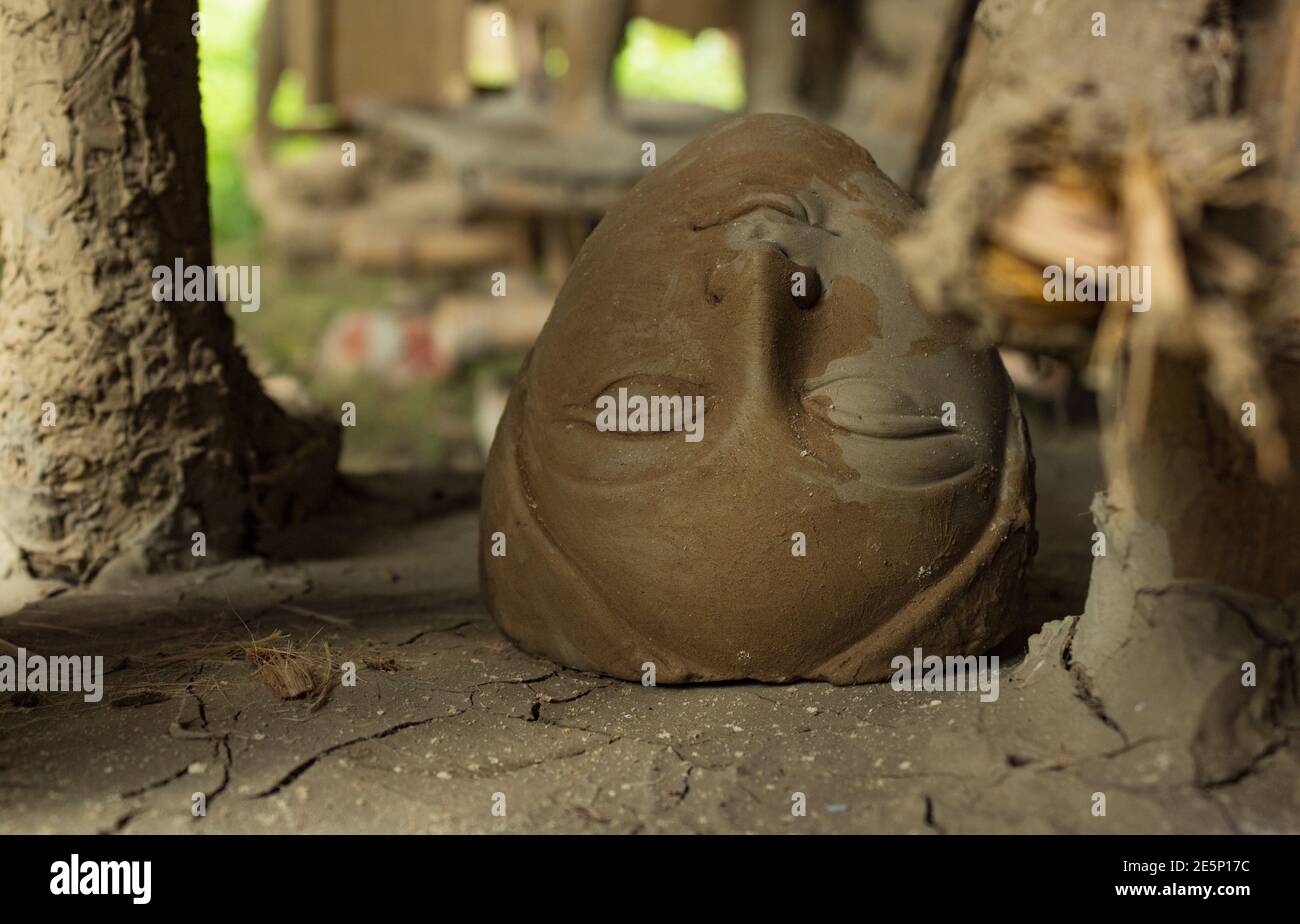 Making of goddess Durga idol. These idols are made for Durga puja, the ...