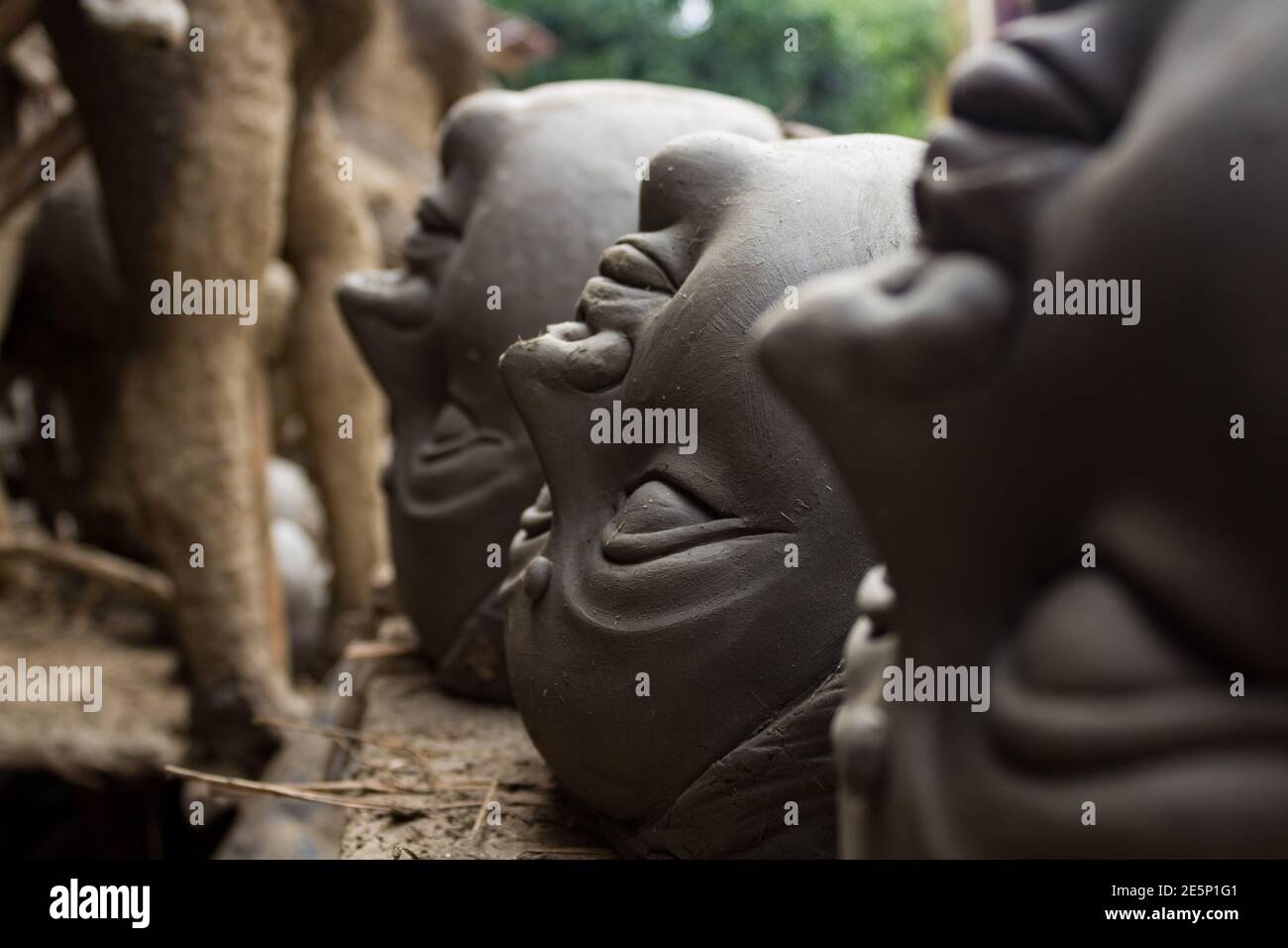 Making of goddess Durga idol. These idols are made for Durga puja, the ...