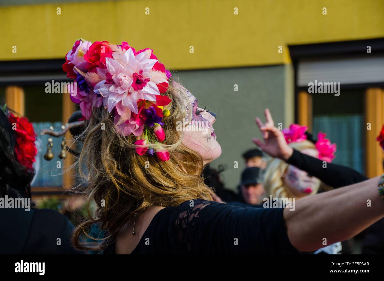 dancing rouged woman at carnival Stock Photo - Alamy