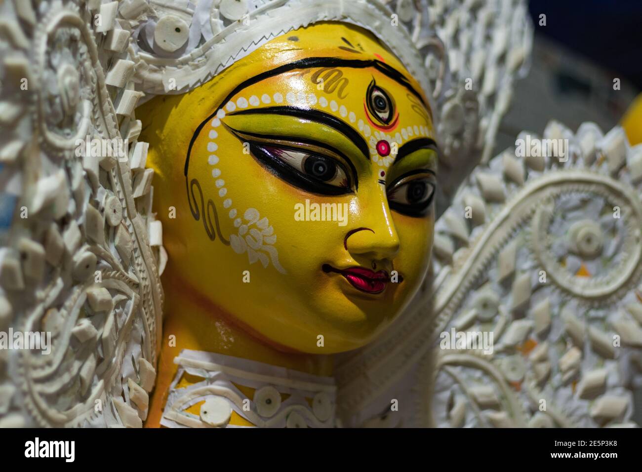 Making of goddess Durga idol. These idols are made for Durga puja, the ...