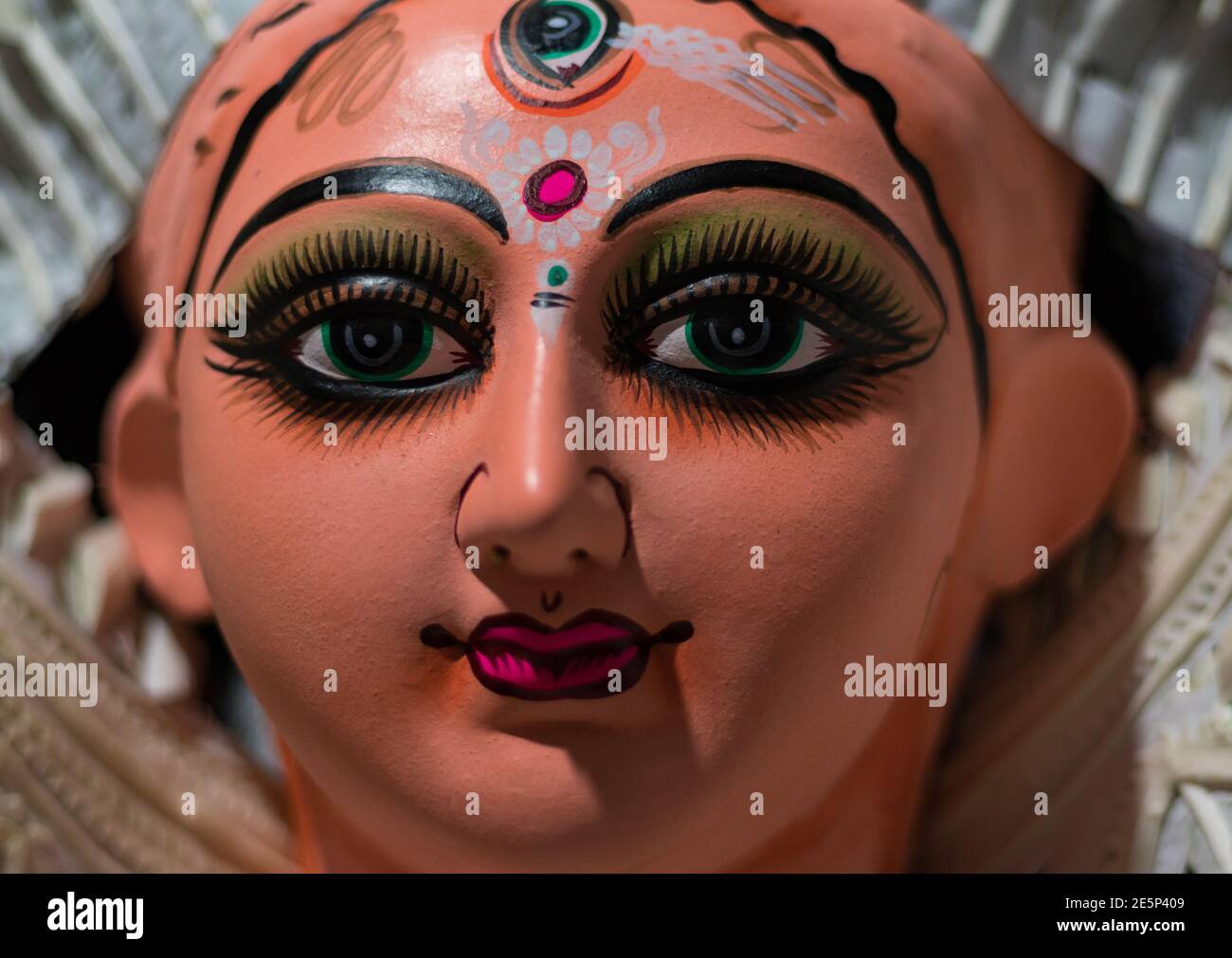 Making of goddess Durga idol. These idols are made for Durga puja, the ...