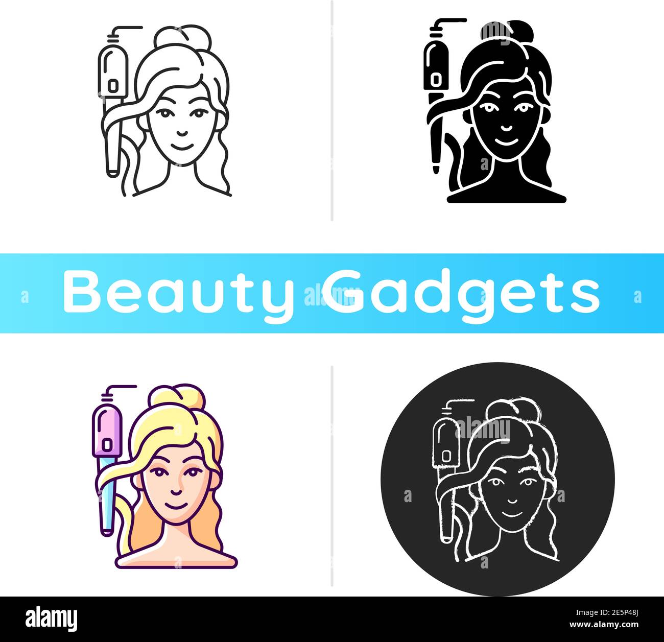 Hair care flat iron Stock Vector Images - Alamy