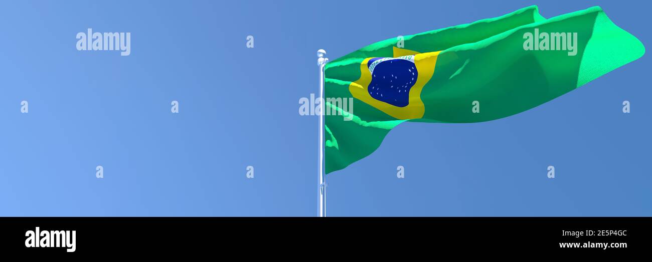 3D rendering of the national flag of Brazil waving in the wind Stock ...