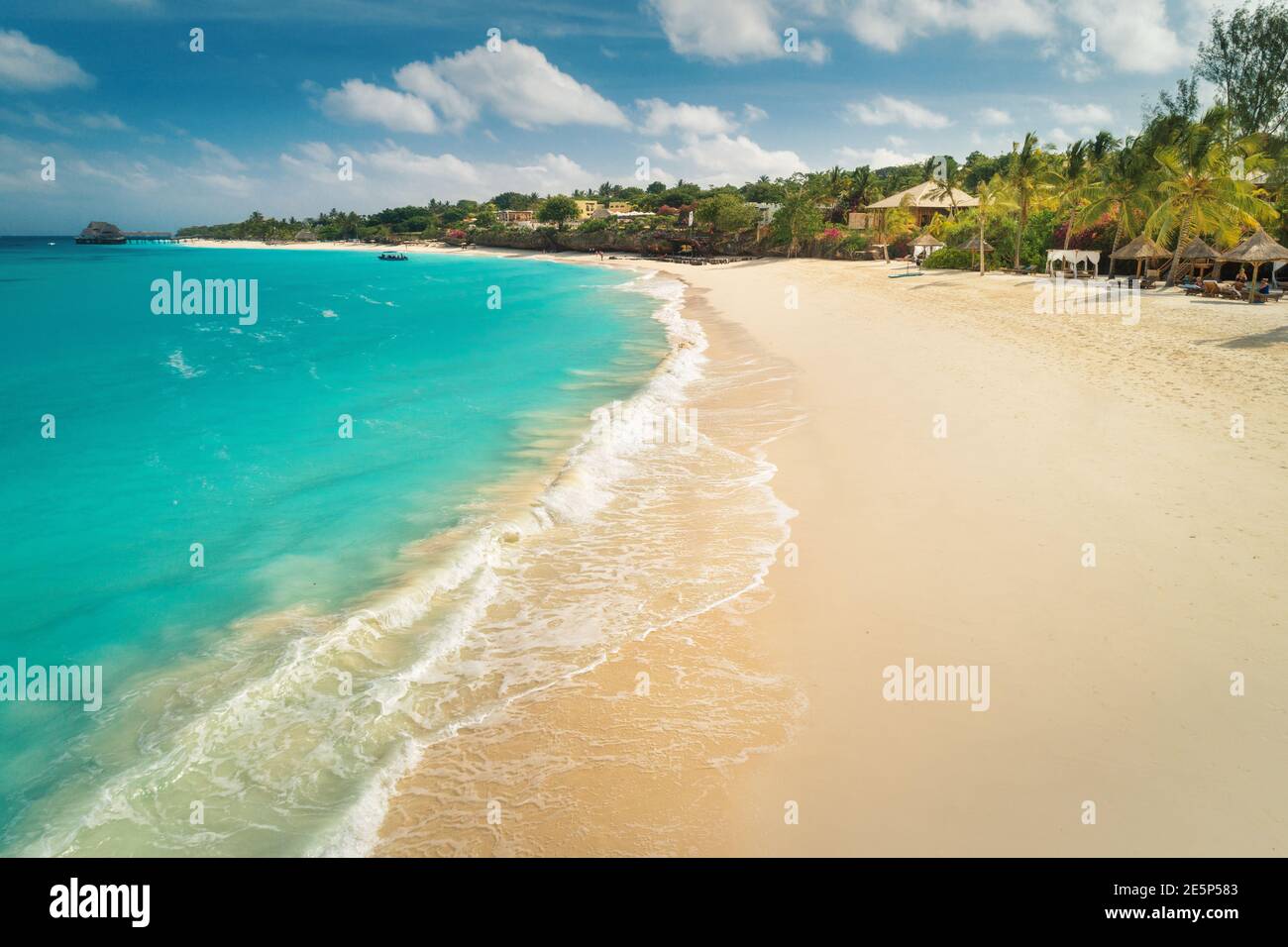 White Sandy Beach At Sunset