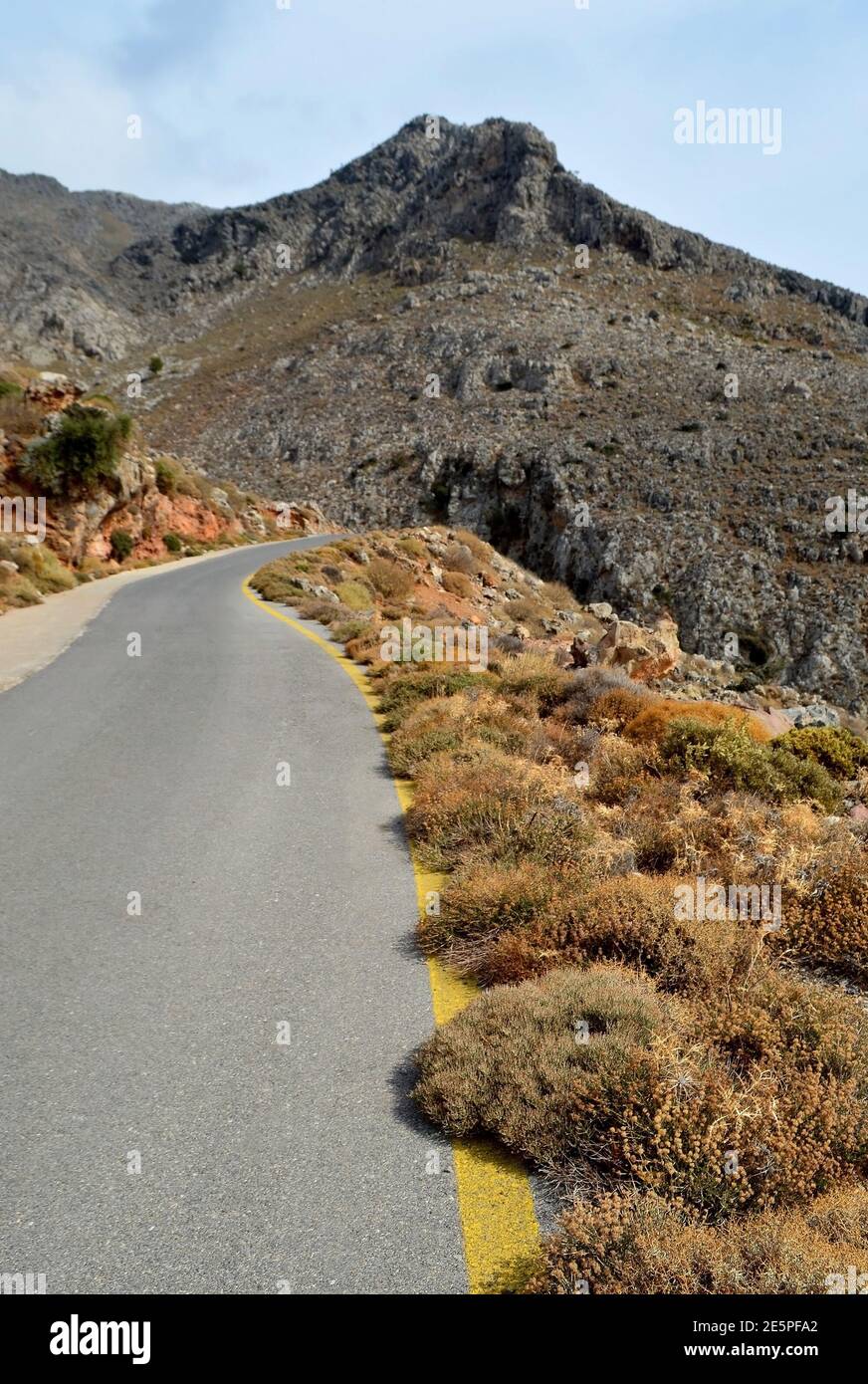 Empty mountain road in the South of Crete, Greece Stock Photo - Alamy