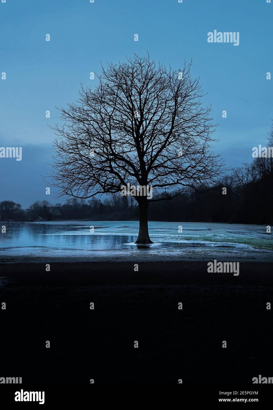 Storm Darcy, Frozen flooding uk Stock Photo - Alamy