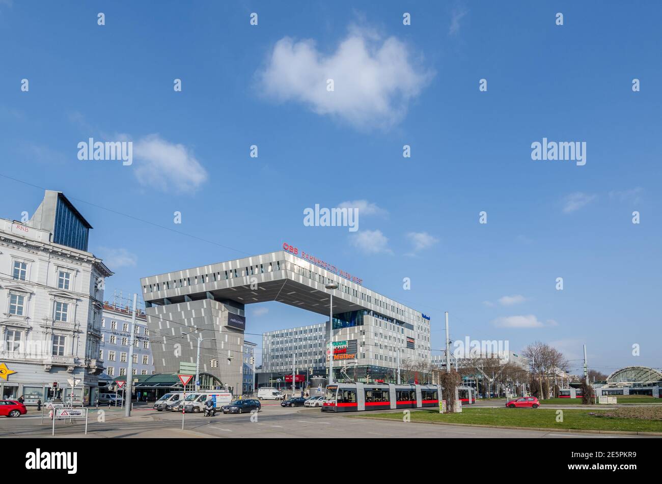 building on wiener westbahnhof with blue sky Stock Photo - Alamy