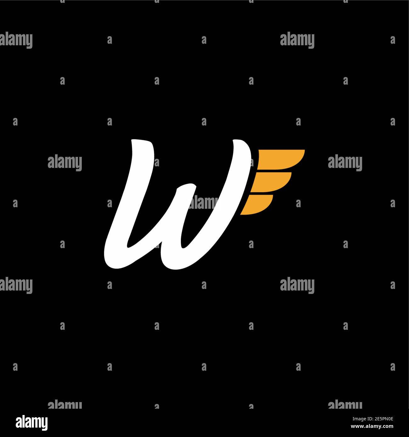 Script W letter with wings logo template for business branding Stock ...