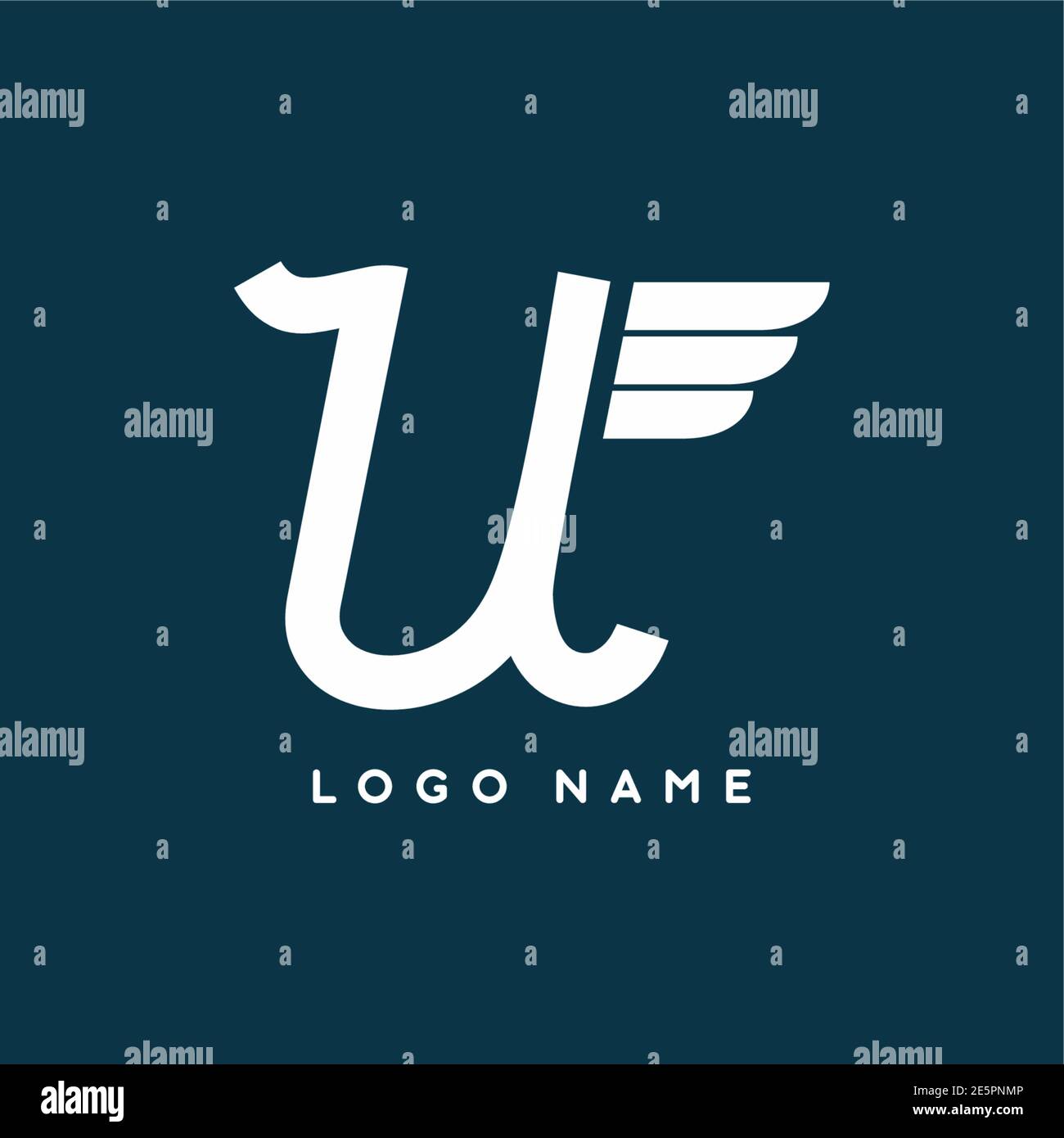 Vintage of U initial letter with wings vector logo template for ...