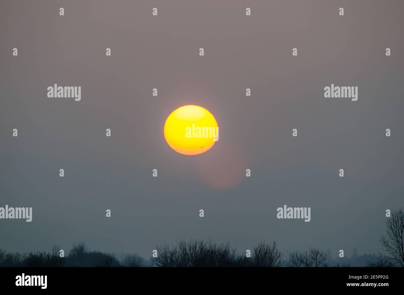 yellow sun in the early Stock Photo - Alamy
