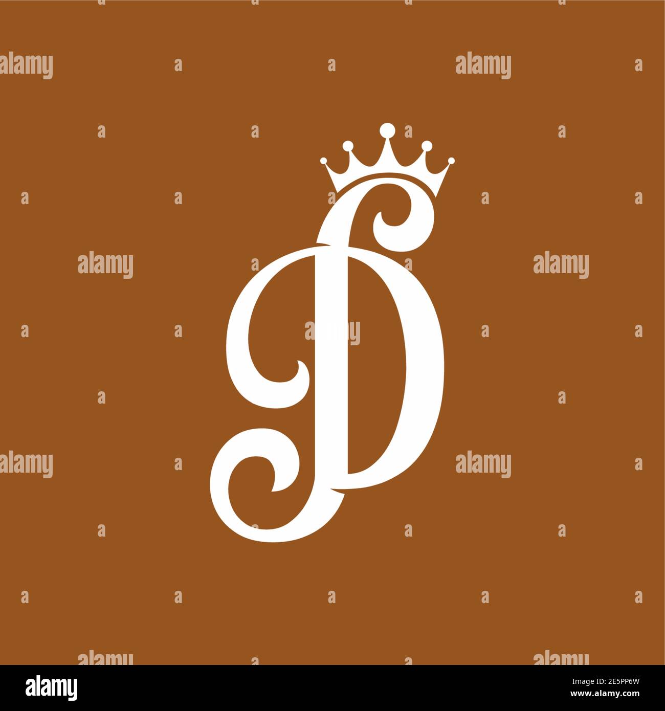 Vintage D letter with crown vector logo template for business branding ...