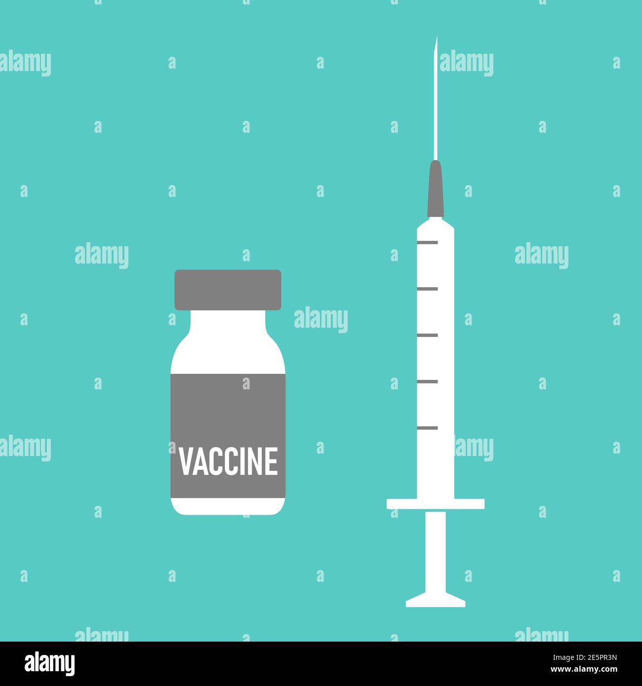 Set of Stylized Syringe Needle and Vaccine Jab Glass Vial Icon. Vector ...