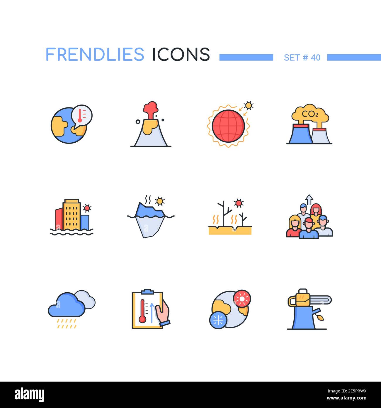 Climate change - modern line design style icons set. Ecology and ...