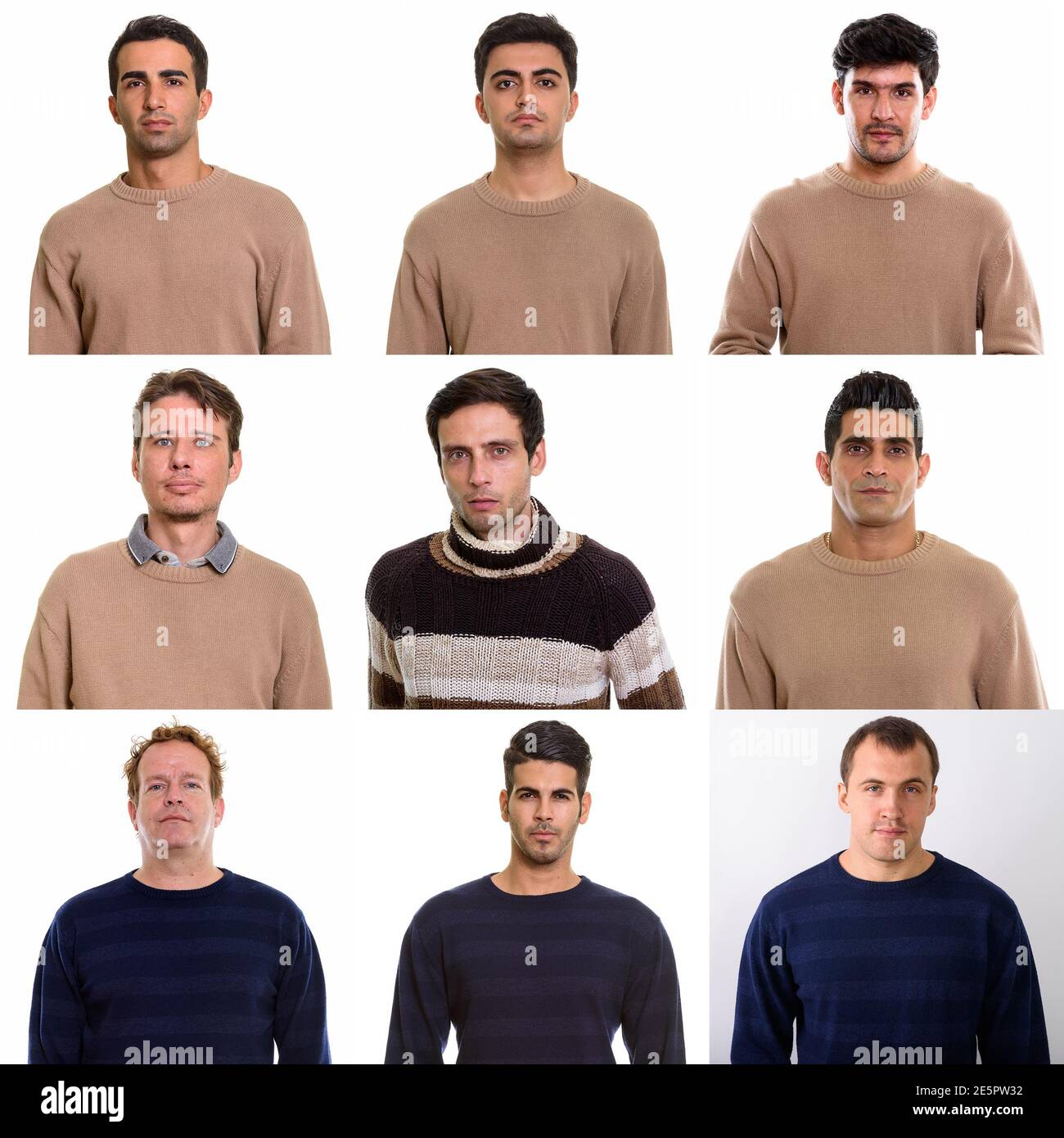Collage of men against white background shot in studio Stock Photo - Alamy