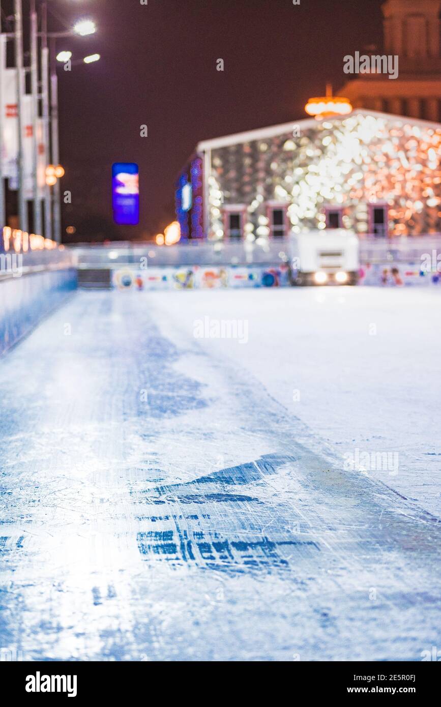 empty ice rink, hockey and skating arena outdoors the ice harvester ...