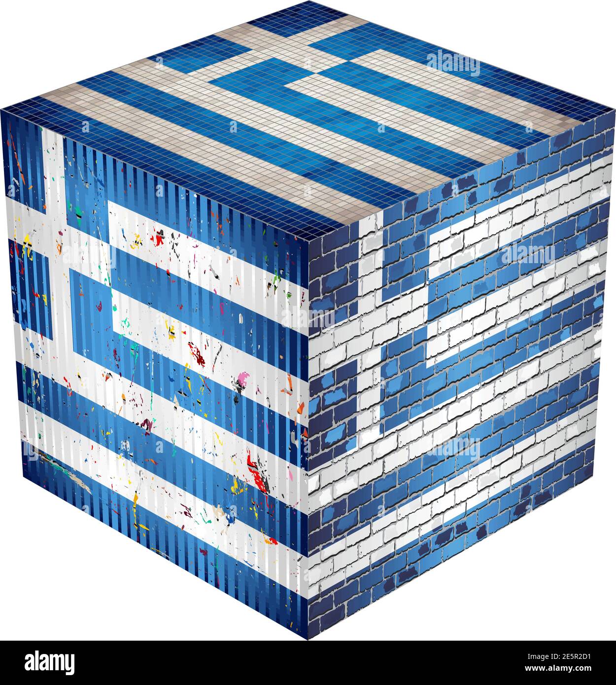 Greece Cube - Illustration, Abstract grunge mosaic flag of Greece Stock ...