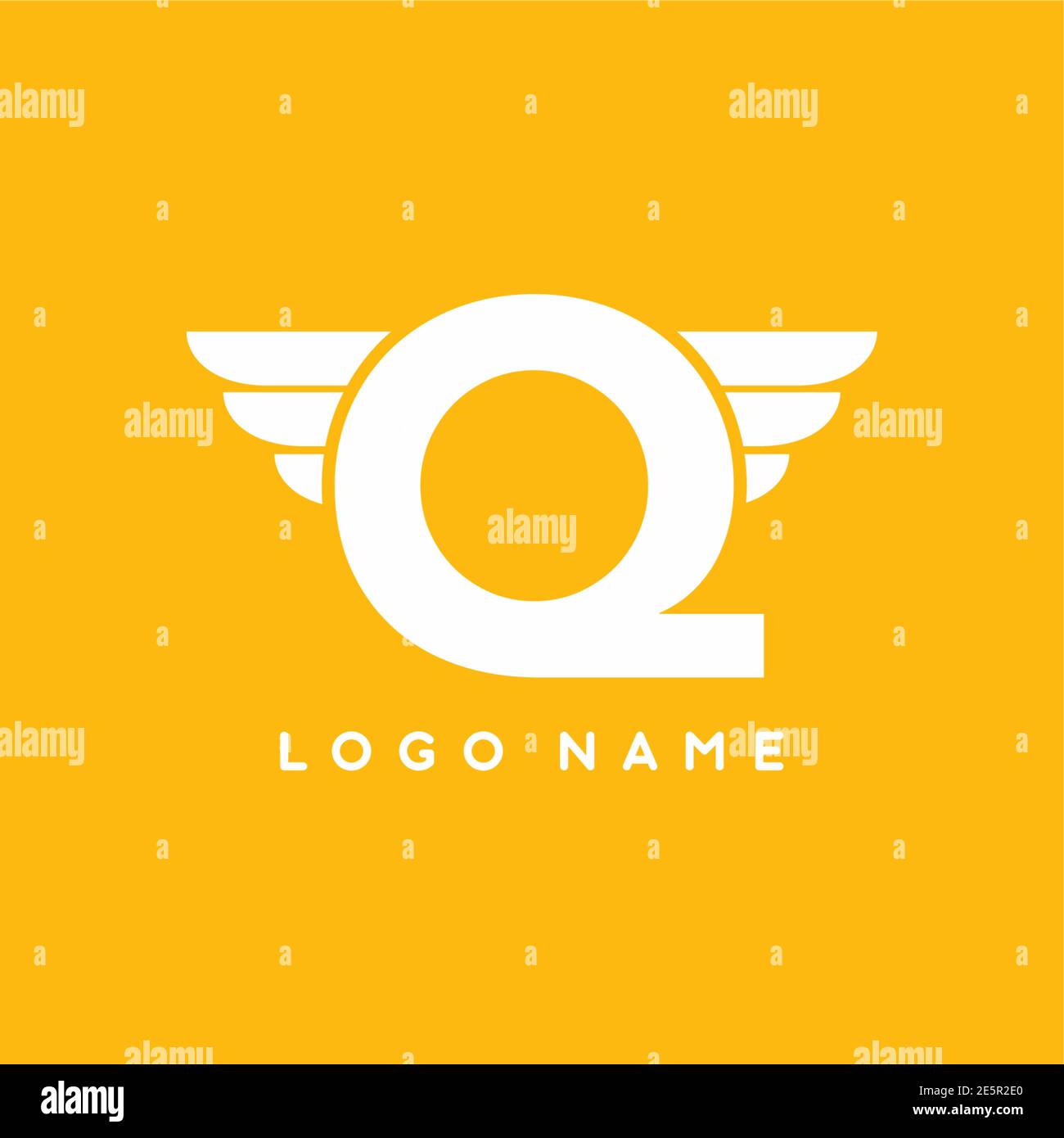 Q letter with wings vector logo template for business branding Stock ...