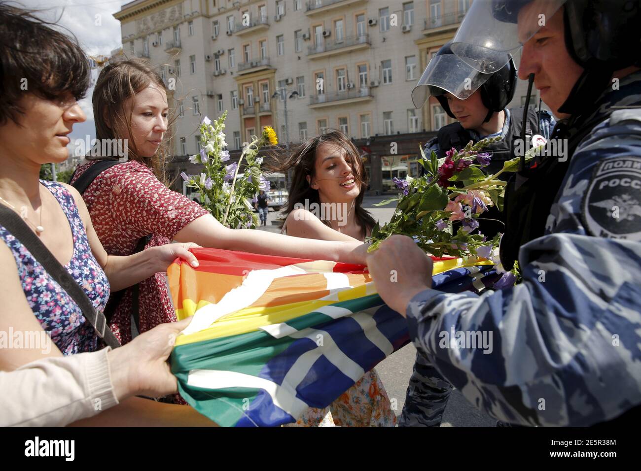 Rainbow flag protest moscow hi-res stock photography and images - Alamy