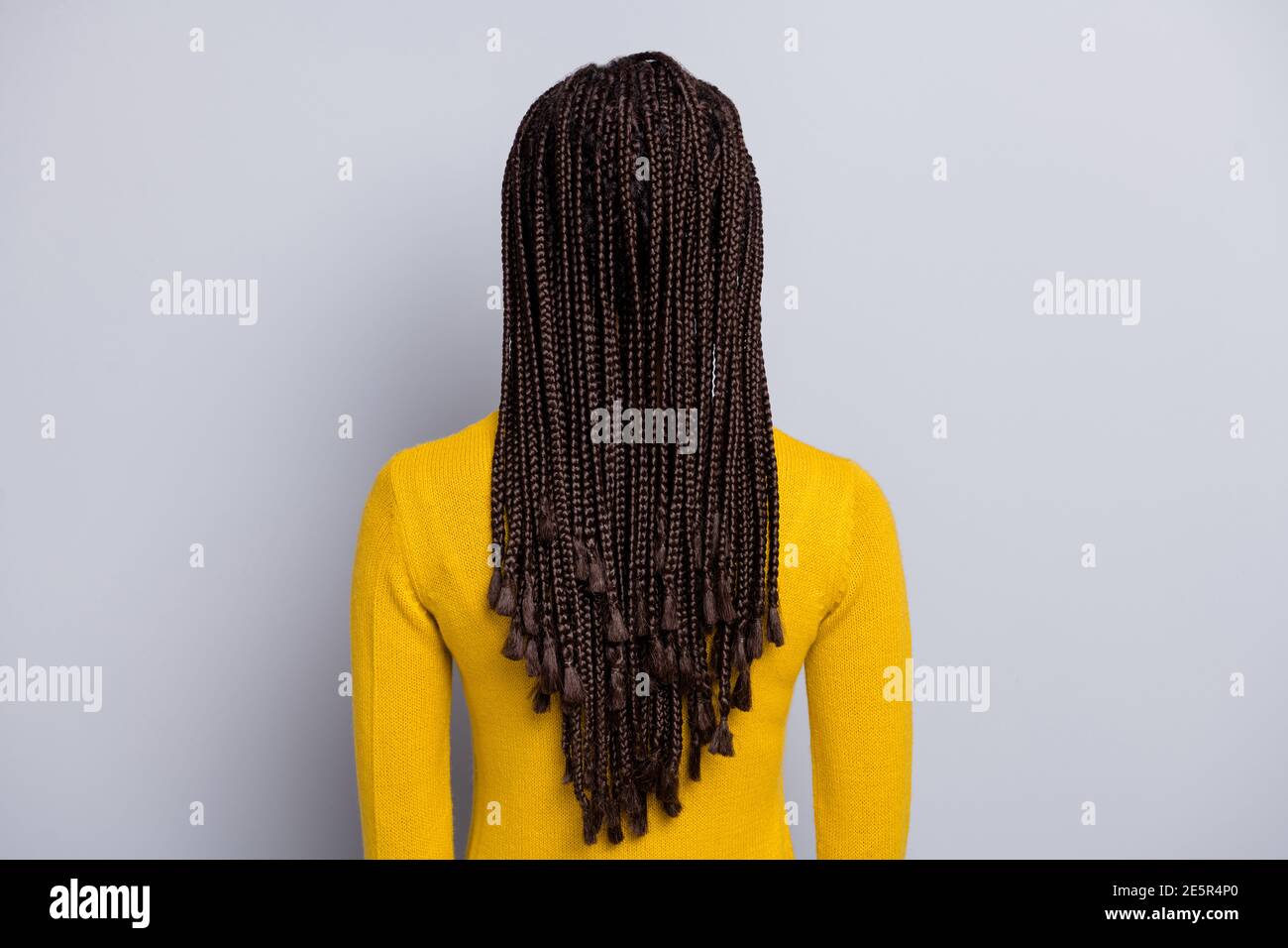 Back rear view photo of young african woman anonym salon haircare ...