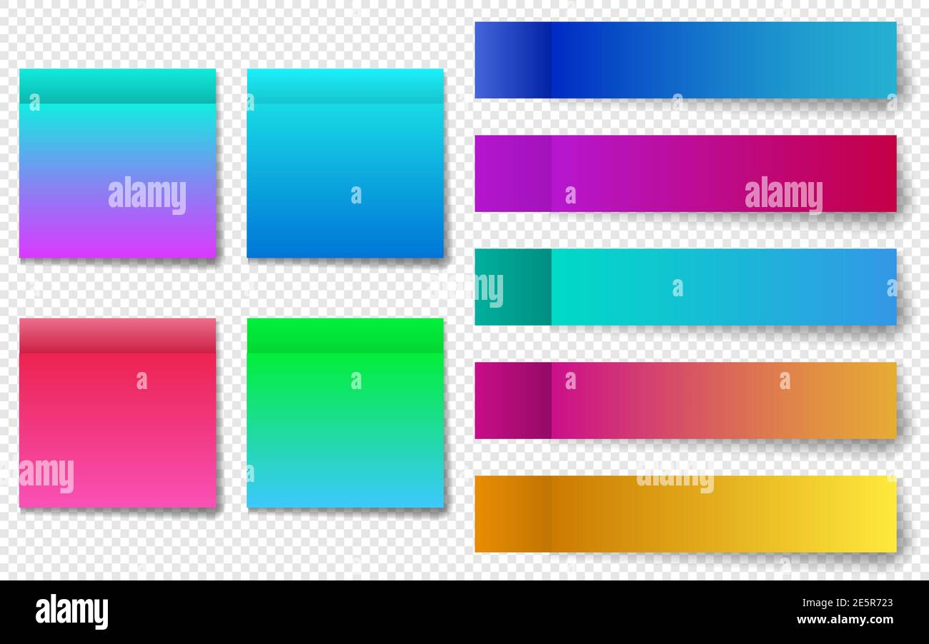 Different colorful post note stickers, vector collection. Sticky tapes ...