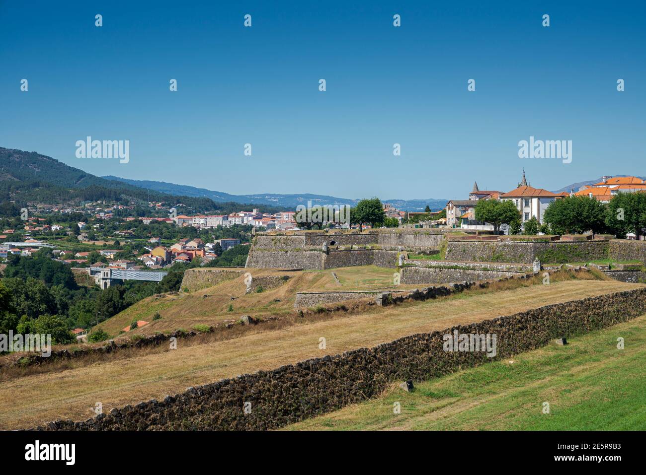 Defensive walls of the Fortress of Valenca do Minho, a historic city in ...