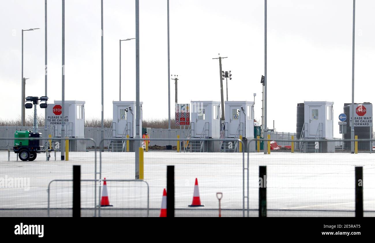 A view of the Sevington Inland Border Facility in Ashford, Kent, as ...