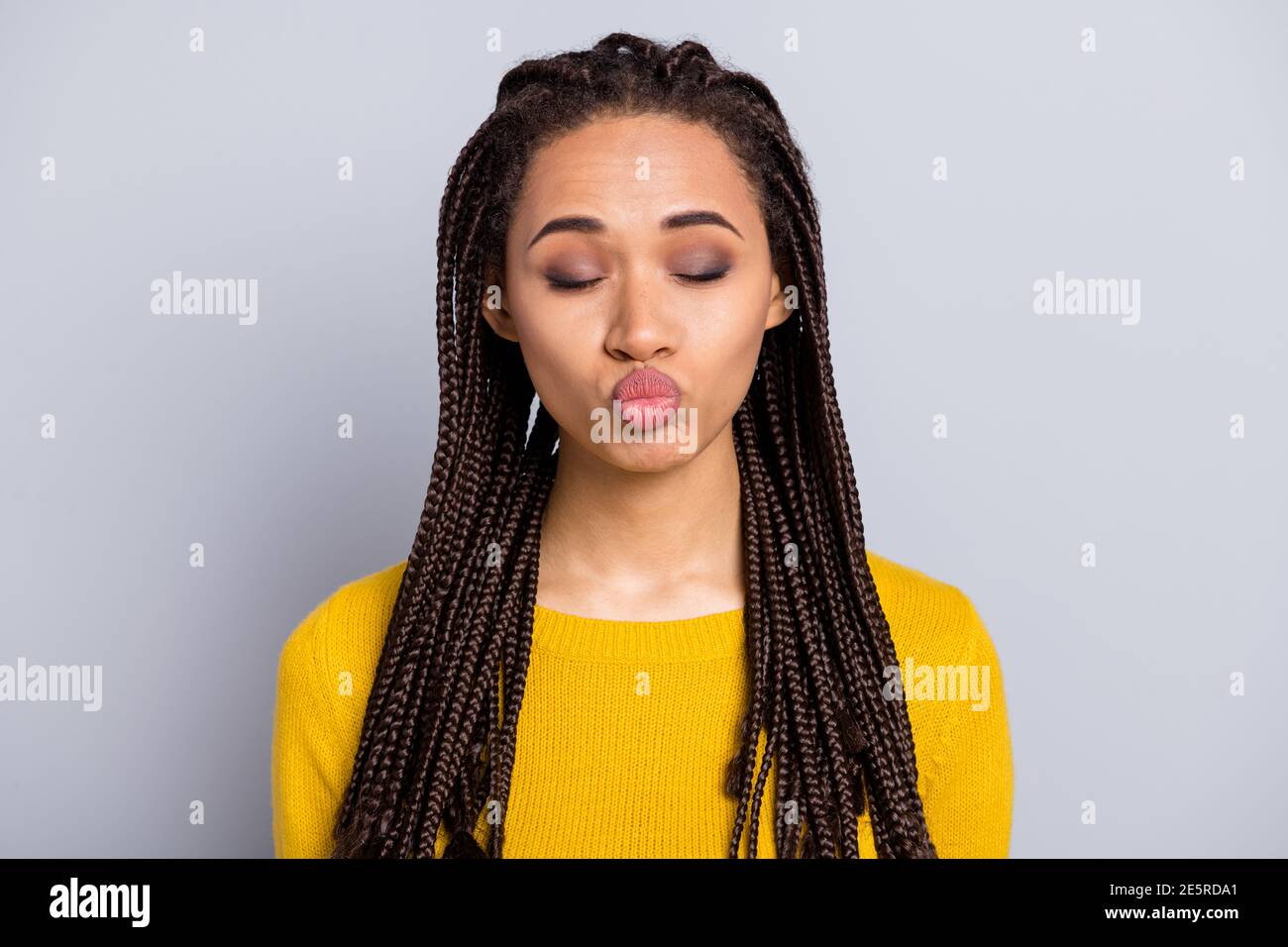 Photo of young attractive black girl adorable dream dreamy pouted lips ...