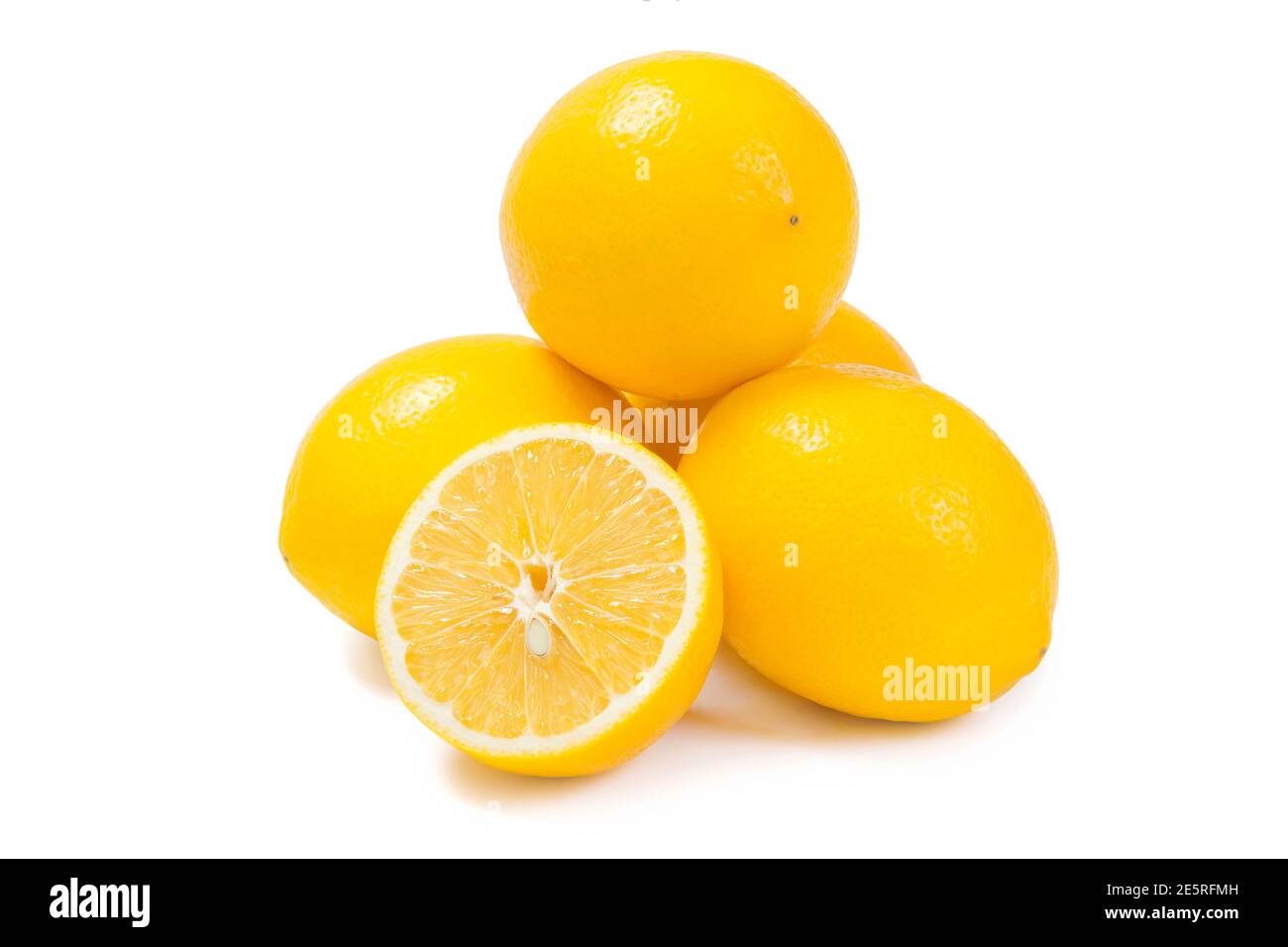 Ripe lemon fruits and his segments isolated on white background Stock ...