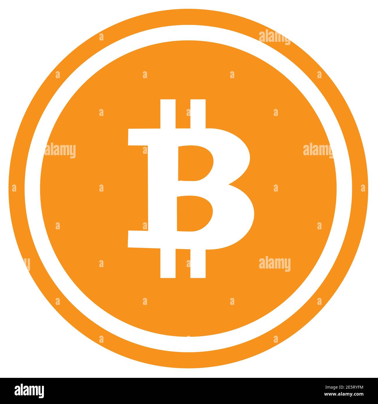 Illustration of one bitcoin close-up with B symbol inside, isolated on ...