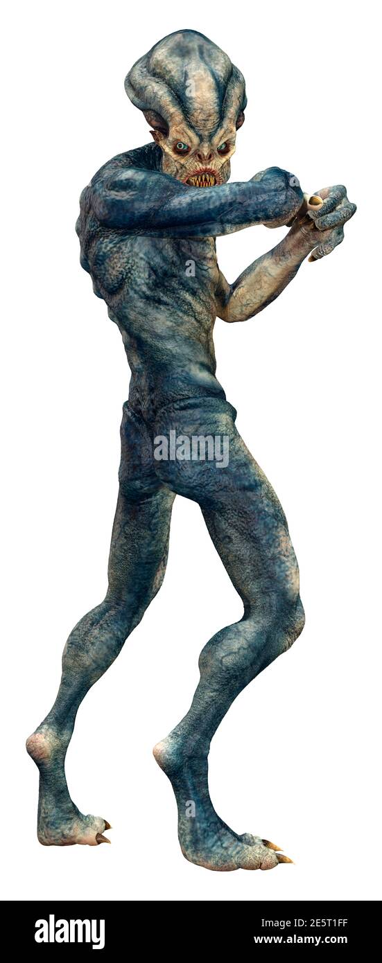 3D rendering of a blue alien isolated on white background Stock Photo ...