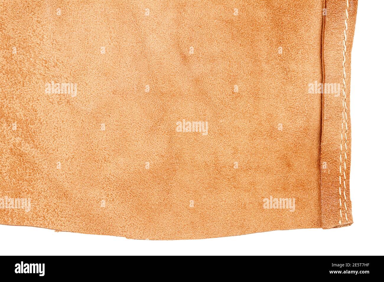 Piece of brown leather isolated on white background. Back side Stock ...
